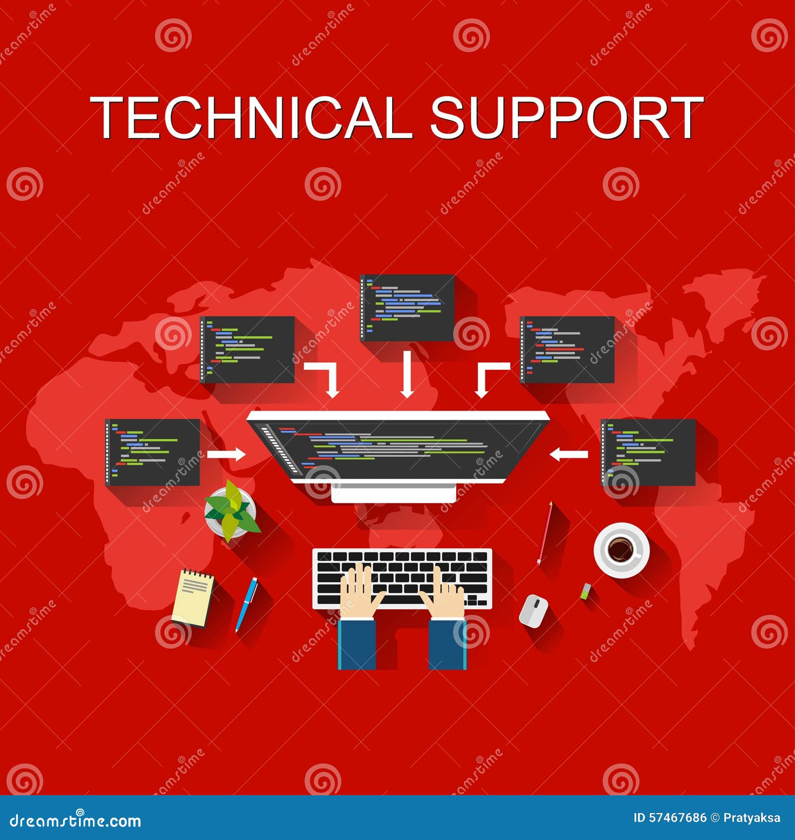 Technical Support Illustration. Customer Support Concept Stock Vector ...