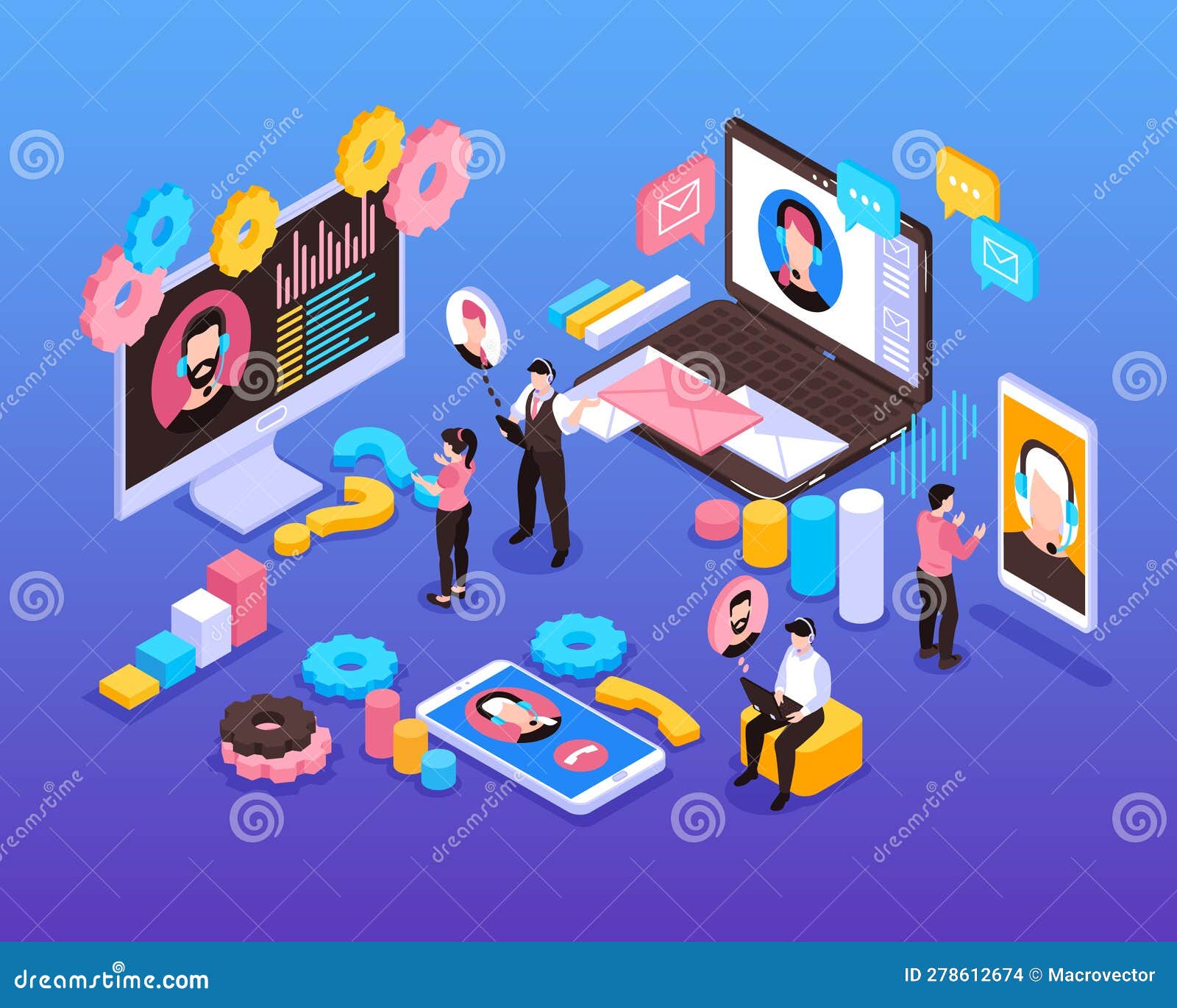 Technical Support Isometric Composition Stock Vector - Illustration of ...
