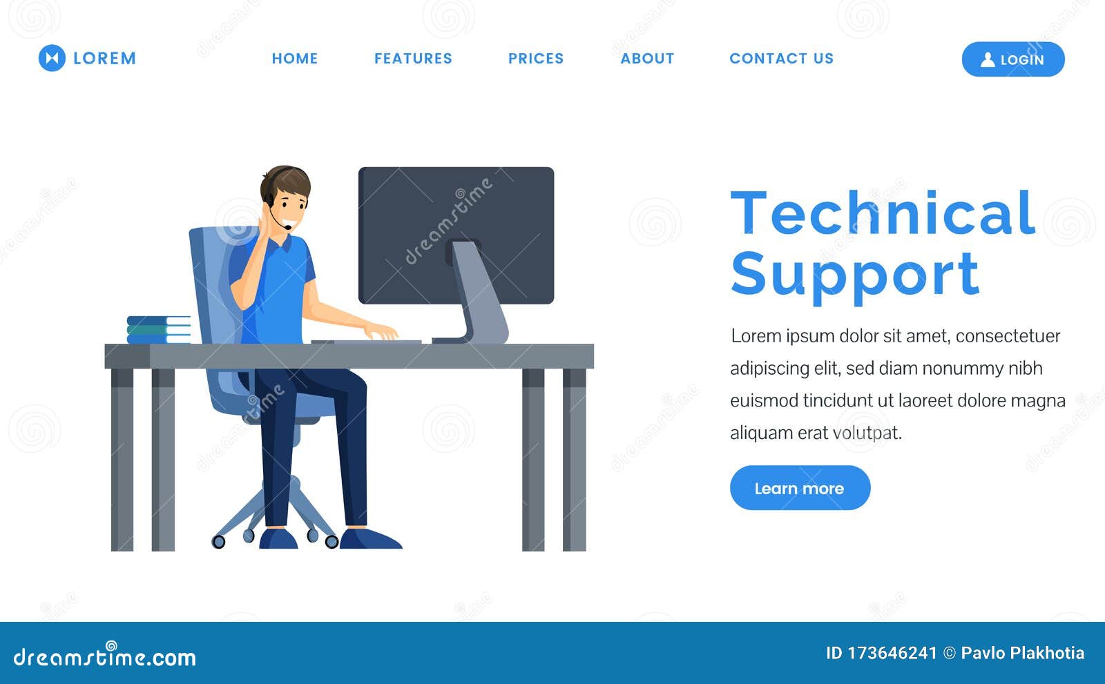 Technical Support Landing Page Vector Template. Call Center and Service ...