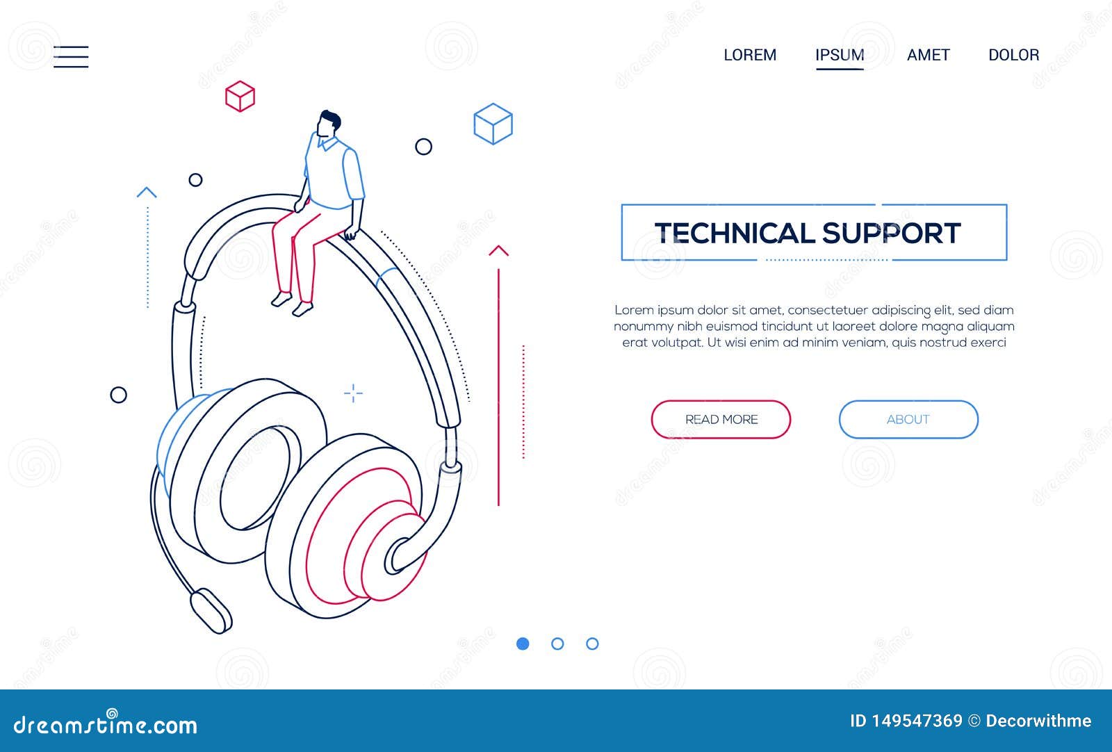 Technical Support - Line Design Style Isometric Web Banner Stock Vector ...