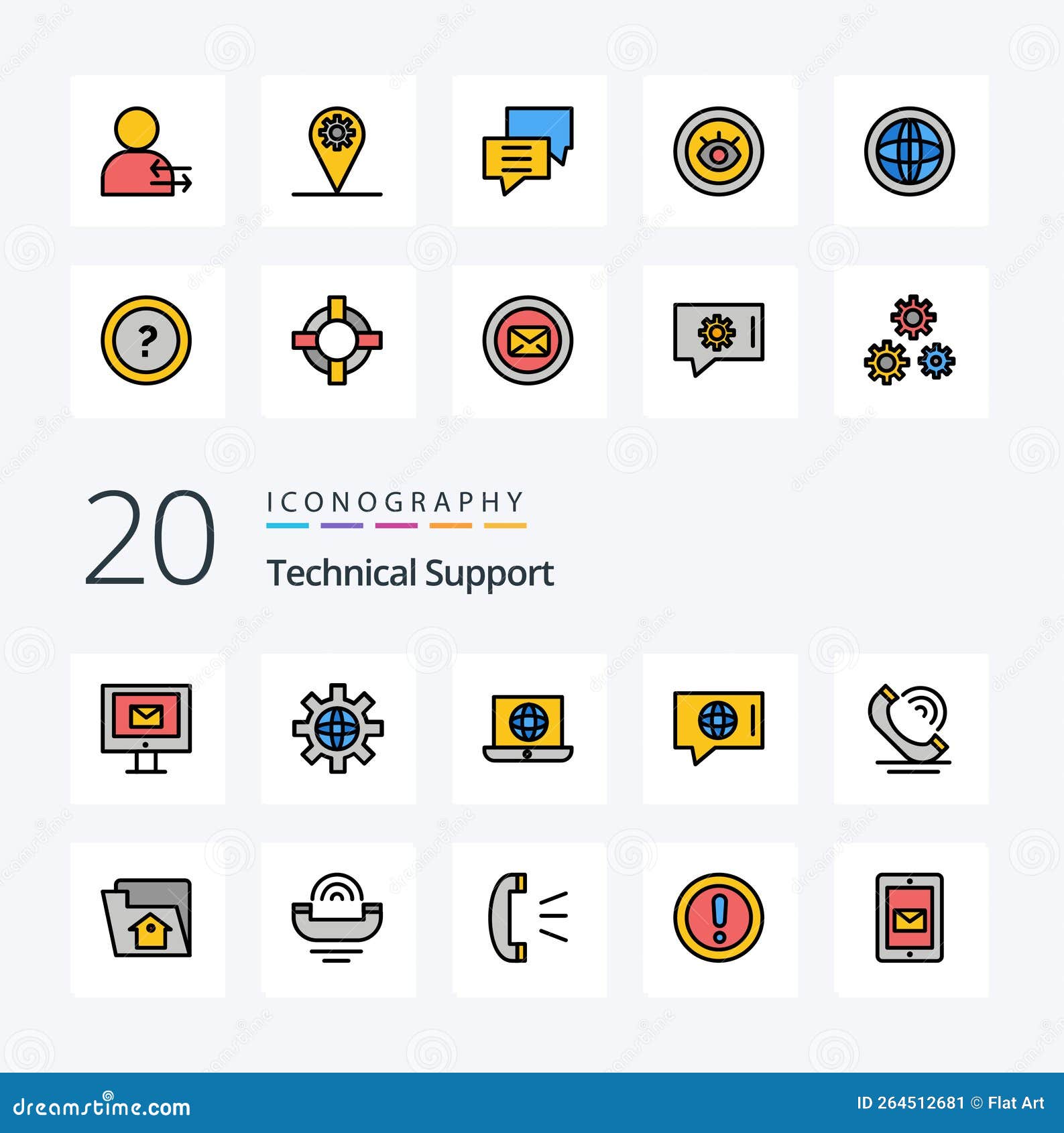 20 Technical Support Line Filled Color Icon Pack Like Communication ...