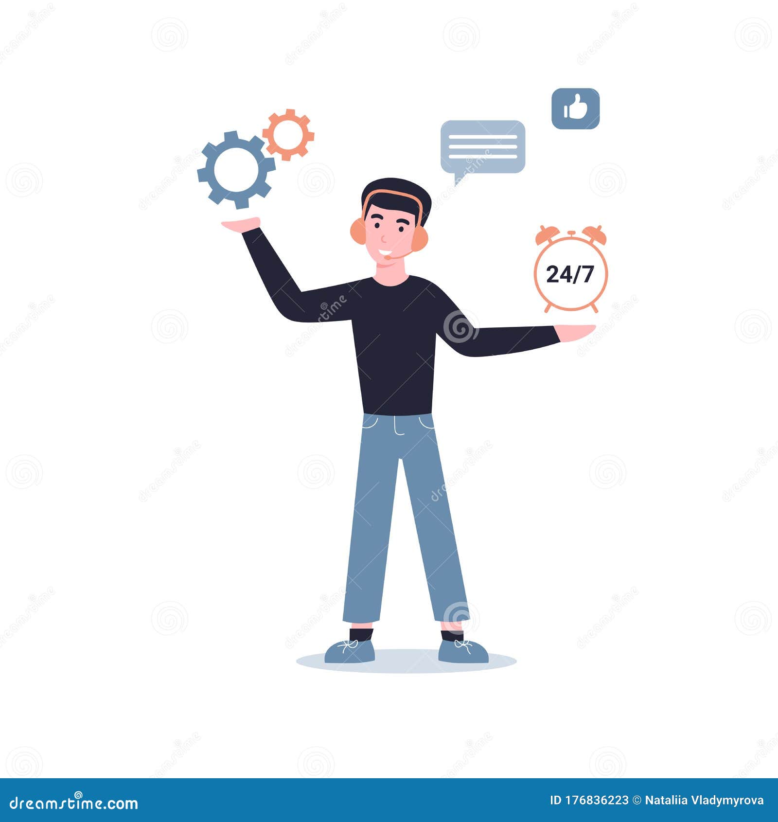 Technical support man stock vector. Illustration of isolated - 176836223