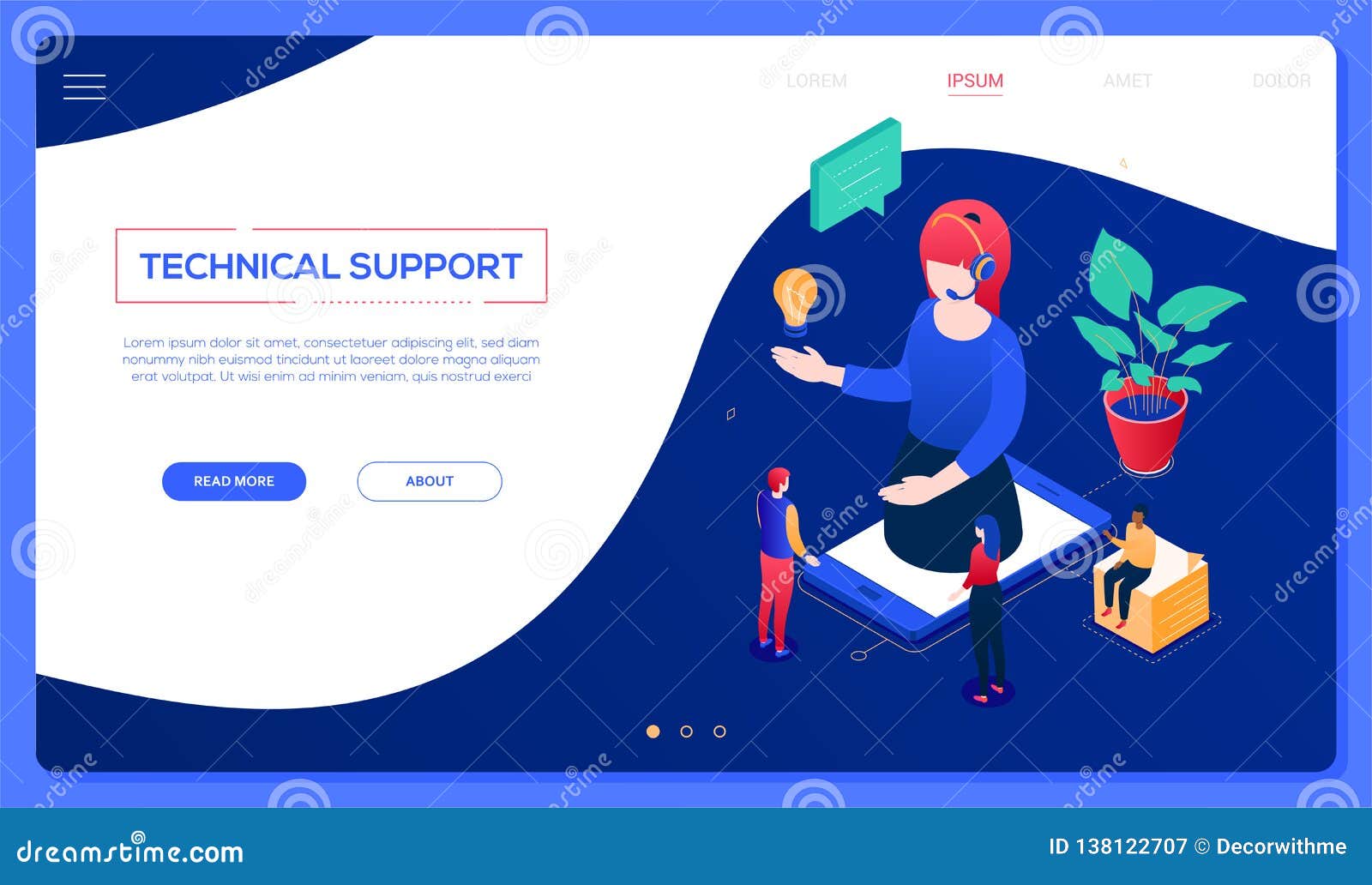 Technical Support - Modern Isometric Vector Web Banner Stock Vector ...