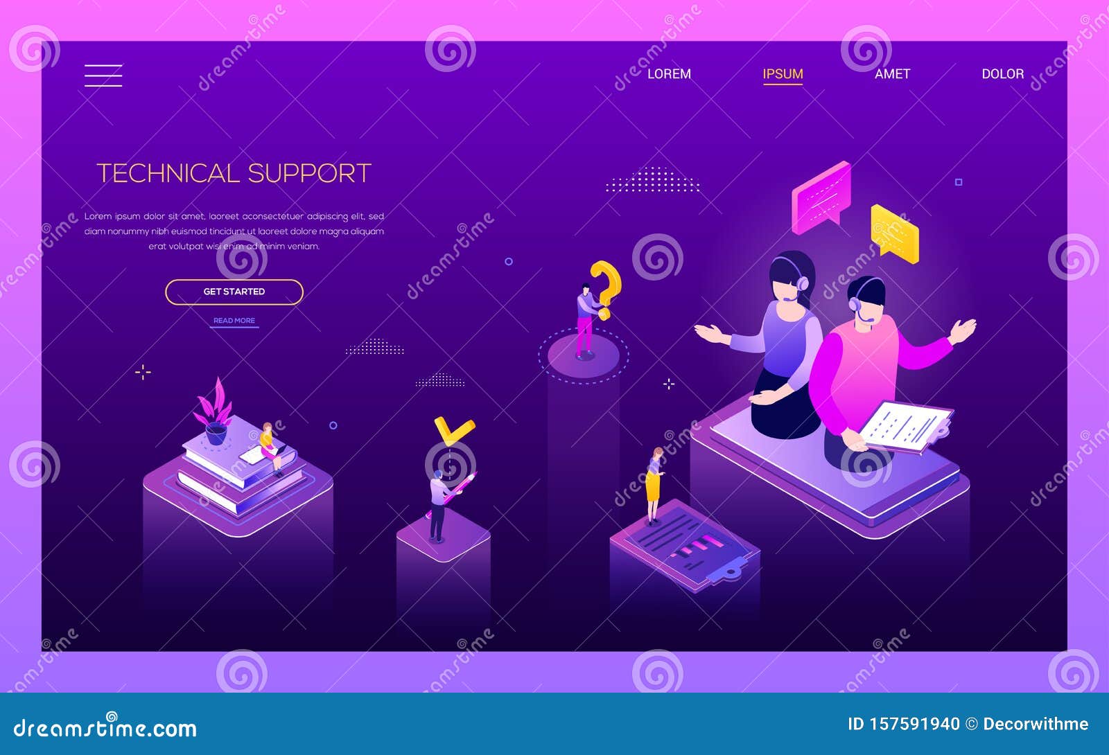 Technical Support - Modern Isometric Vector Web Banner Stock Vector ...