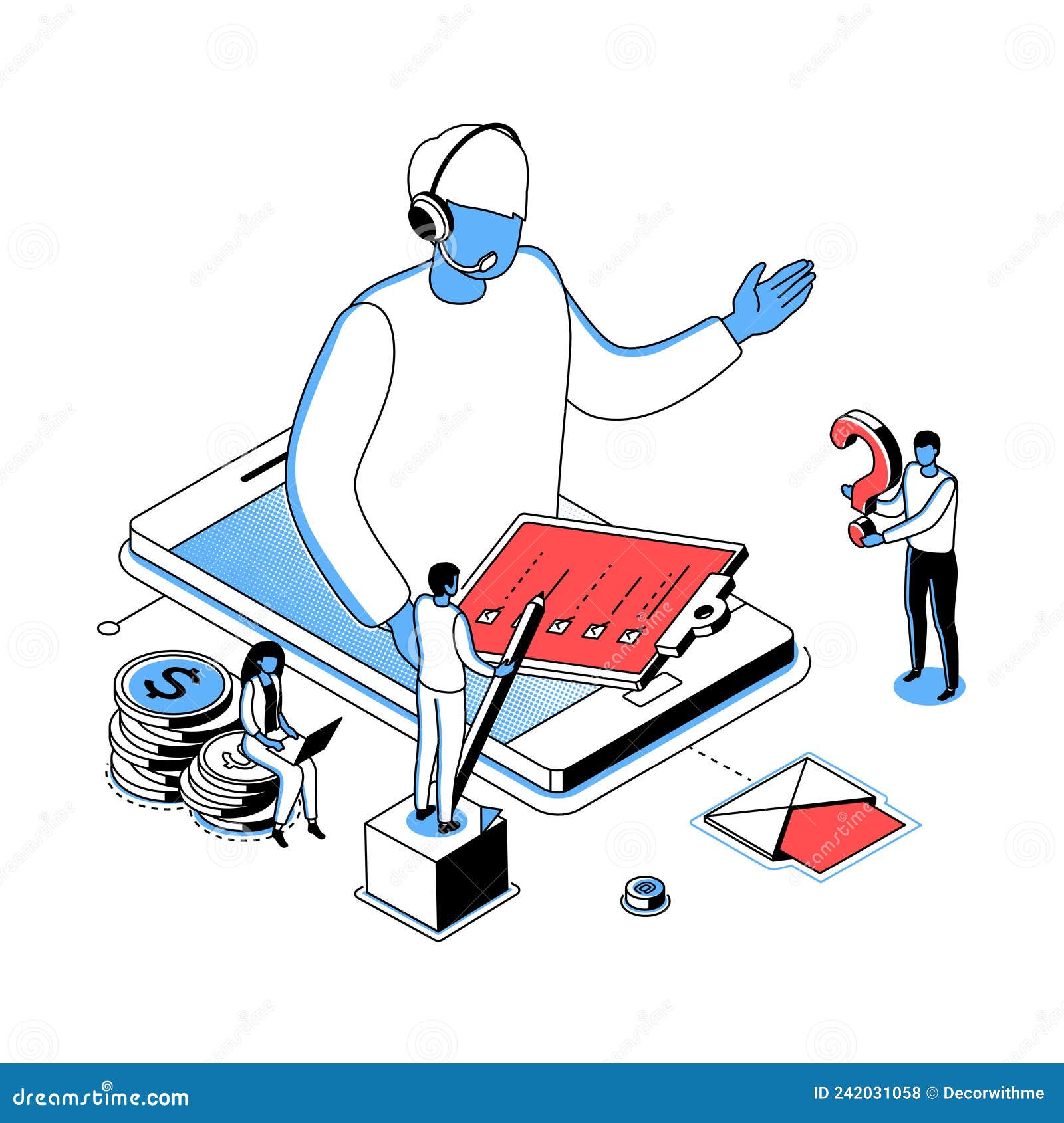 Technical Support - Modern Line Isometry Design Style Illustration ...