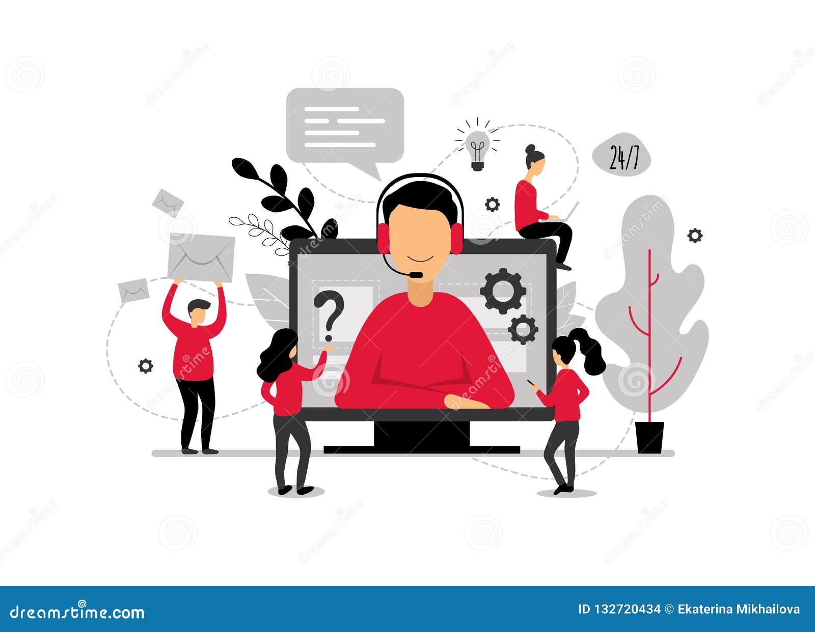 Technical Support Online, Operator is Talking To the Client, 24h ...