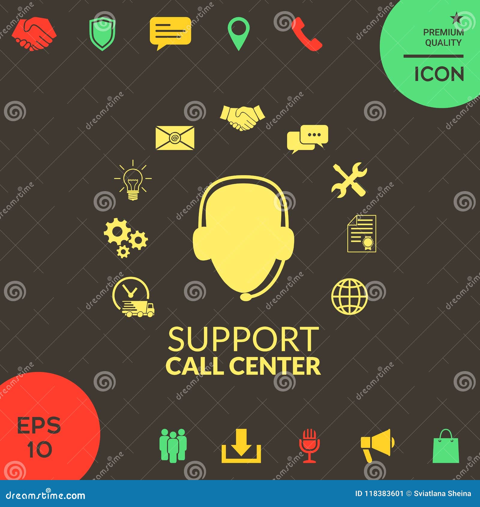 Technical Support Operator Flat Icon. Stock Vector - Illustration of ...