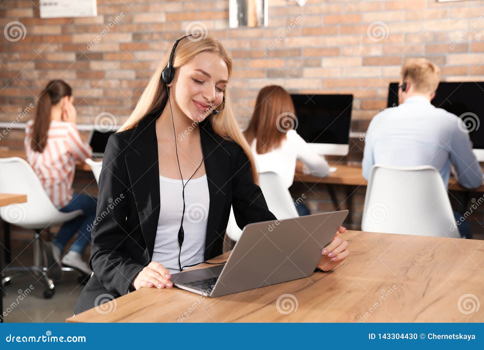 Technical Support Operator with Headset in Office Stock Photo - Image ...