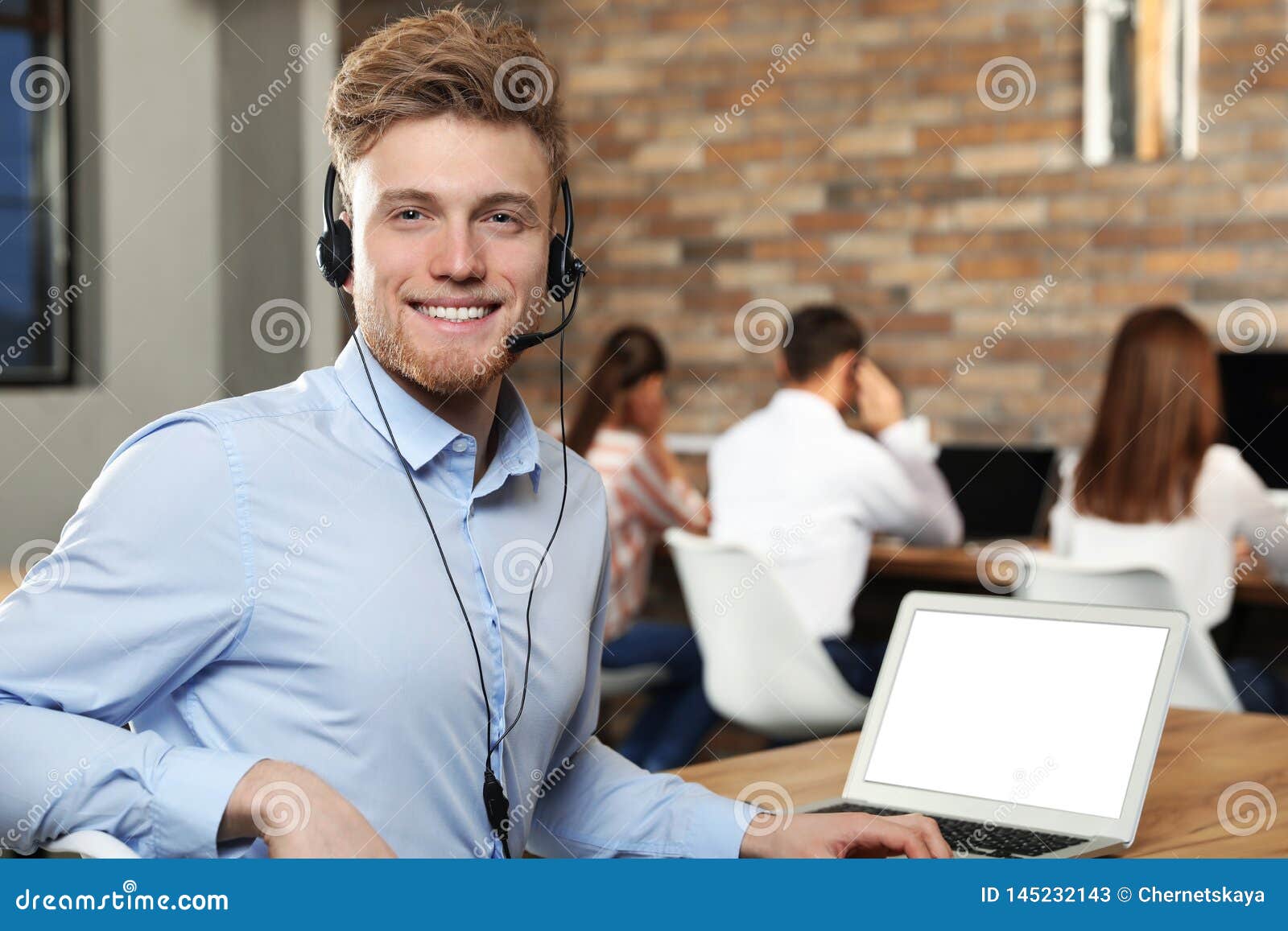 Technical Support Operator with Headset in Office Stock Image - Image ...