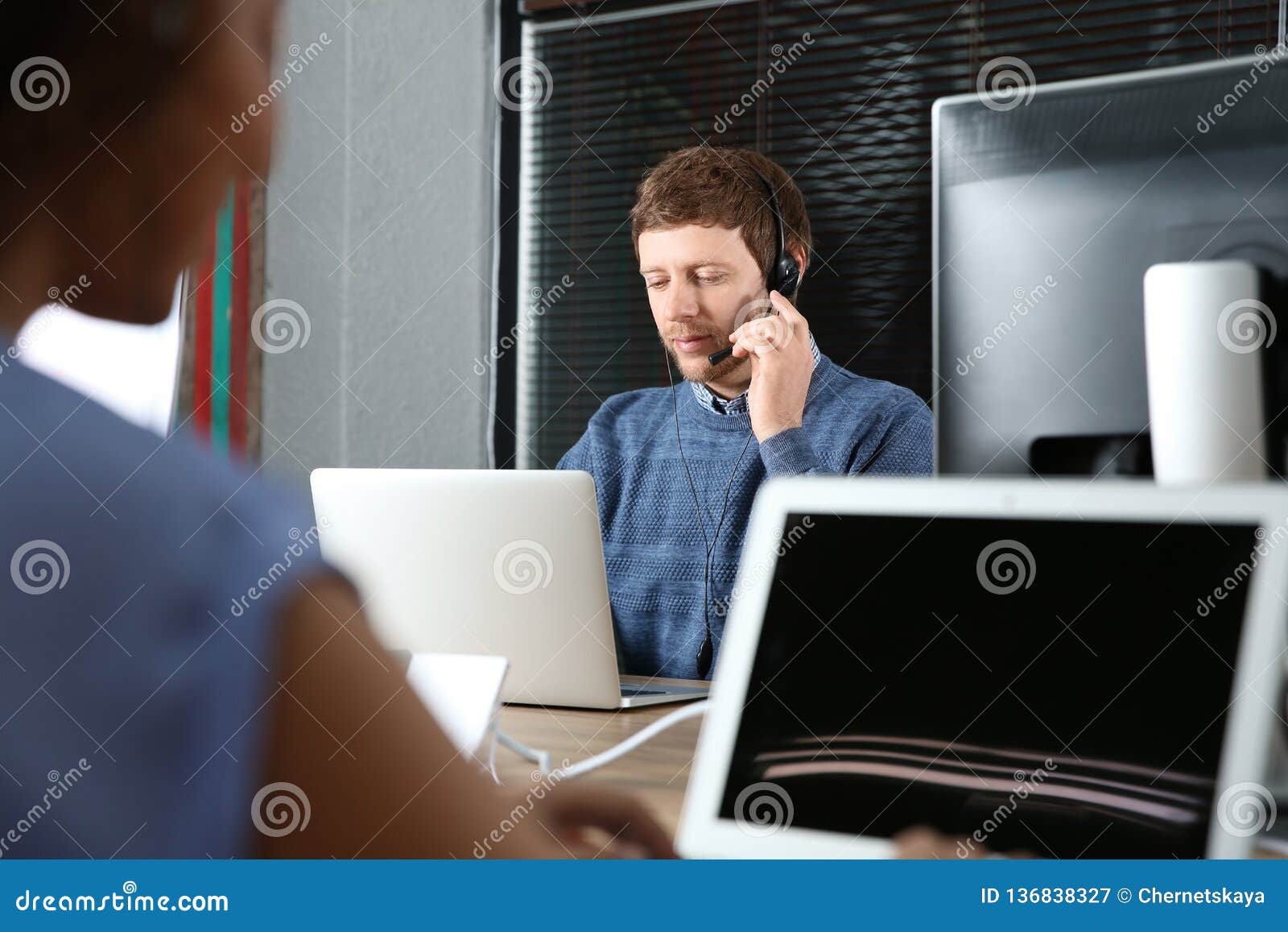 Technical Support Operator with Headset Stock Image - Image of ...