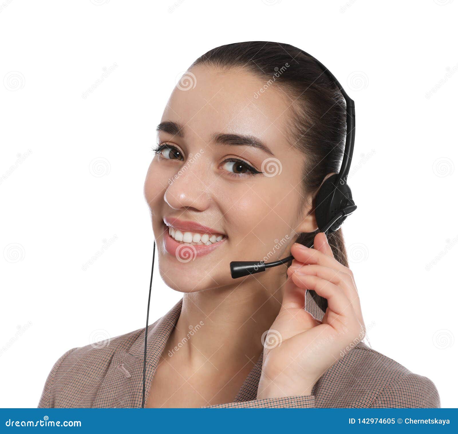 Technical Support Operator with Headset on White Stock Image - Image of ...