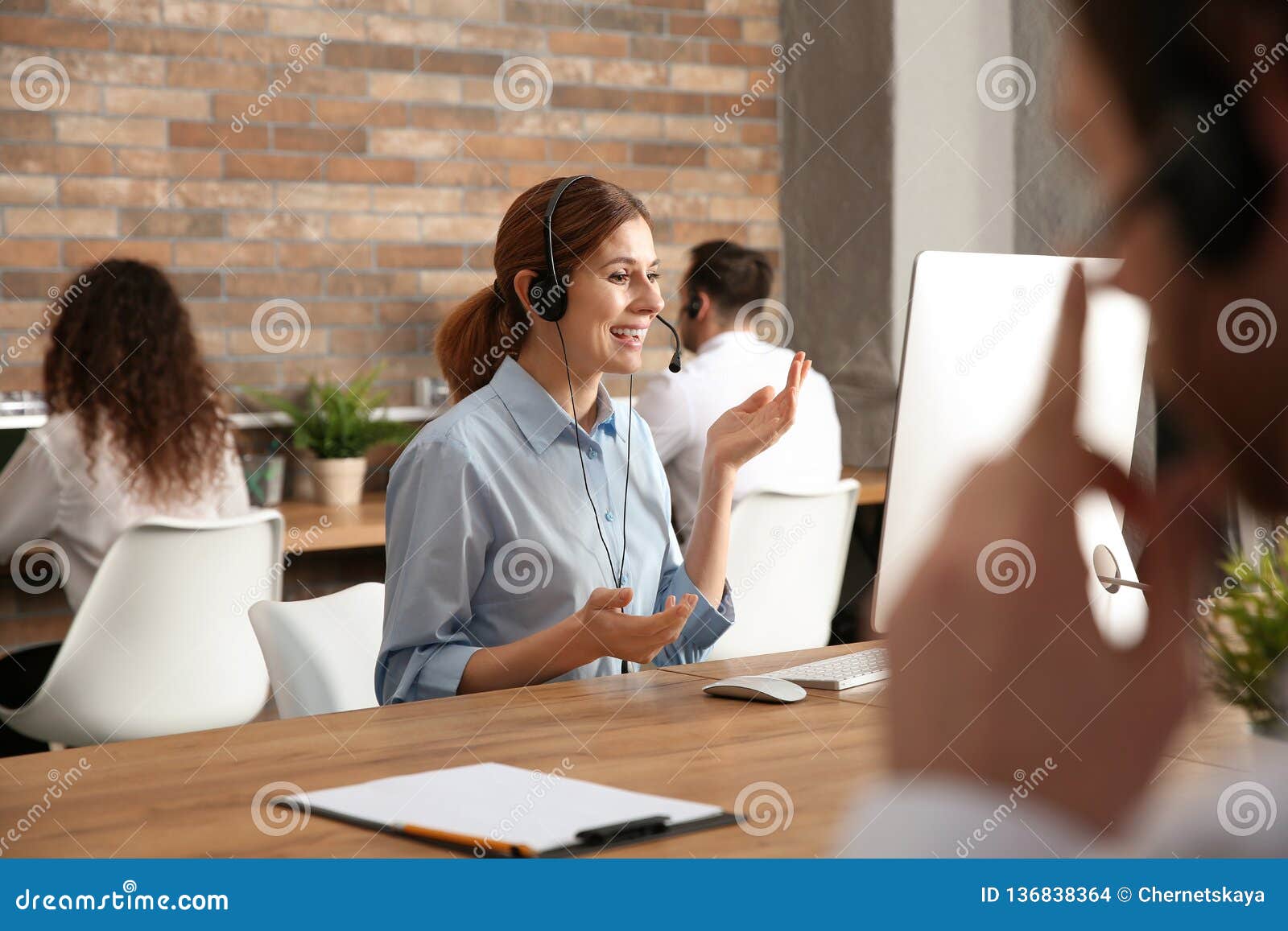 Technical Support Operator with Headset Stock Photo - Image of people ...
