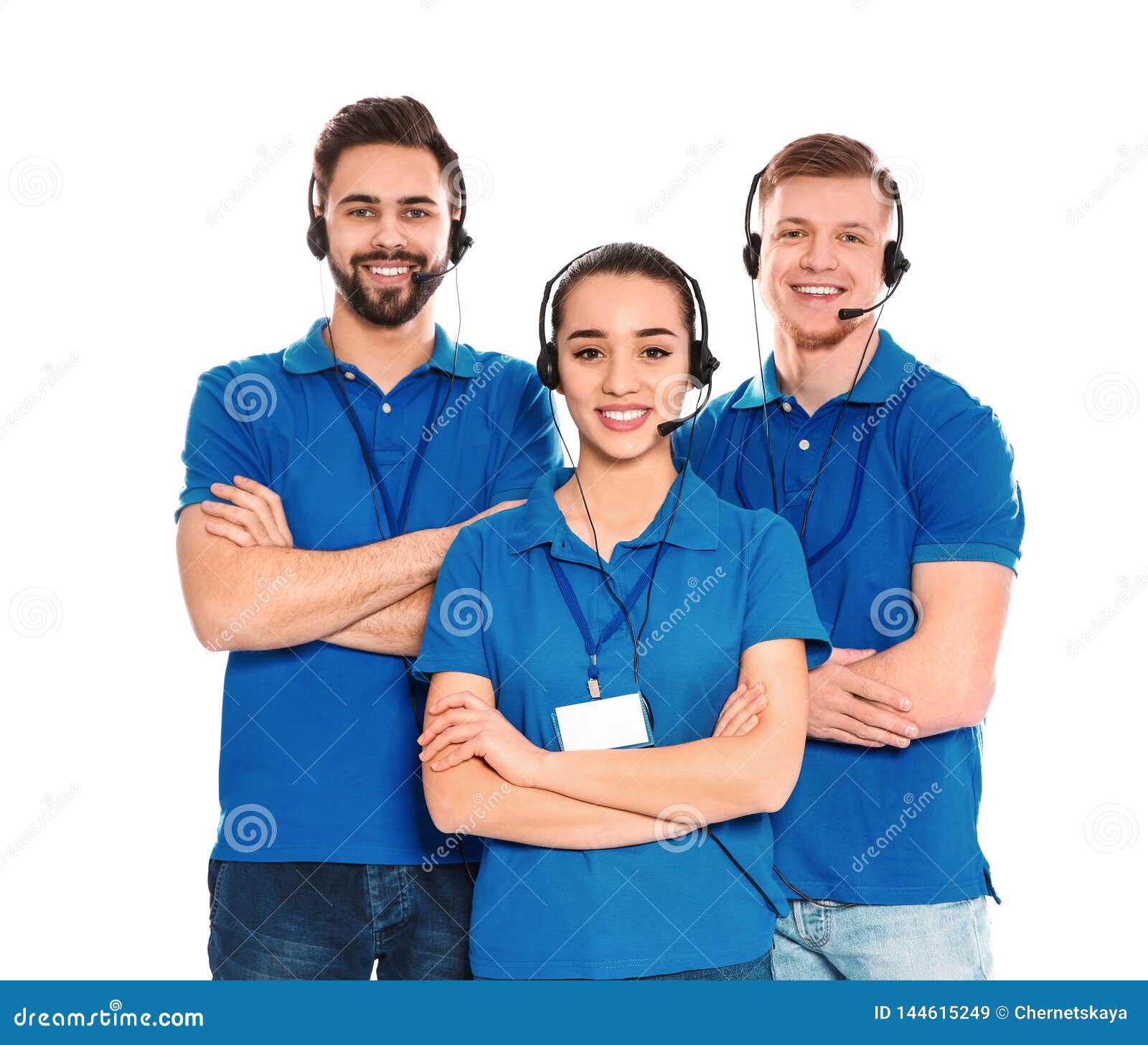 Technical Support Operators with Headsets Isolated Stock Image - Image ...