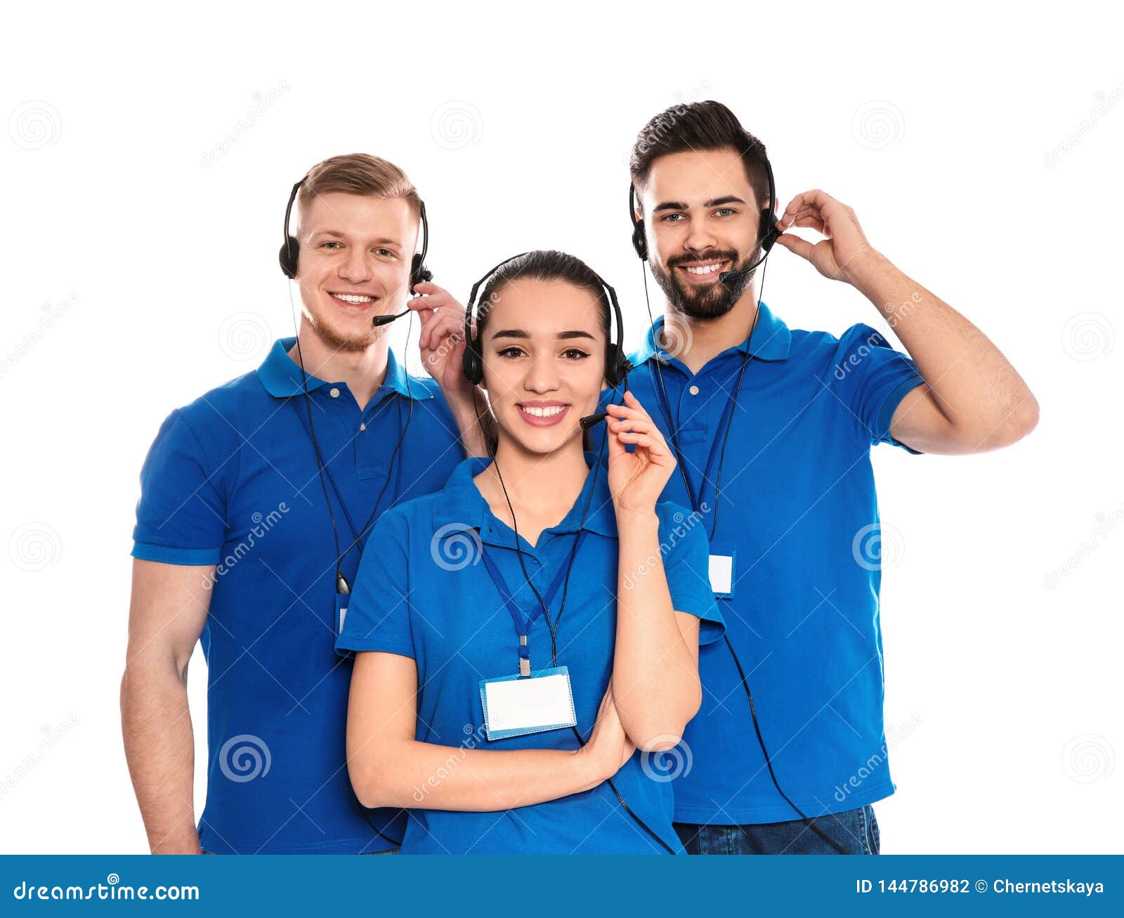 Technical Support Operators with Headsets Stock Photo - Image of line ...