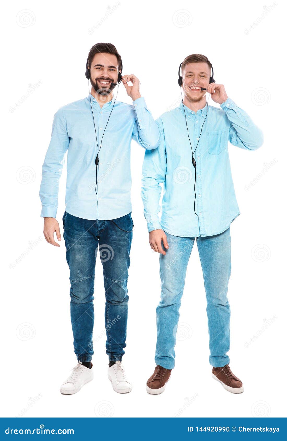 Technical Support Operators with Headsets on White Stock Photo - Image ...