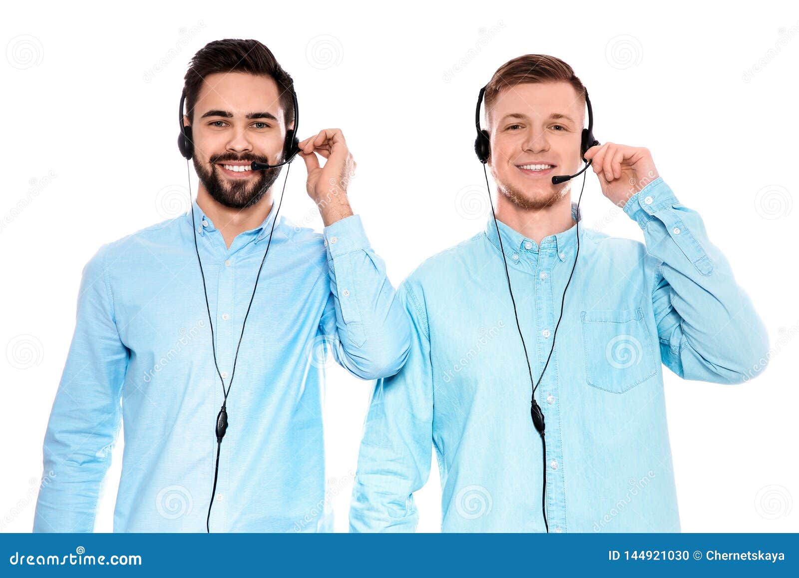 Technical Support Operators with Headsets on White Stock Photo - Image ...