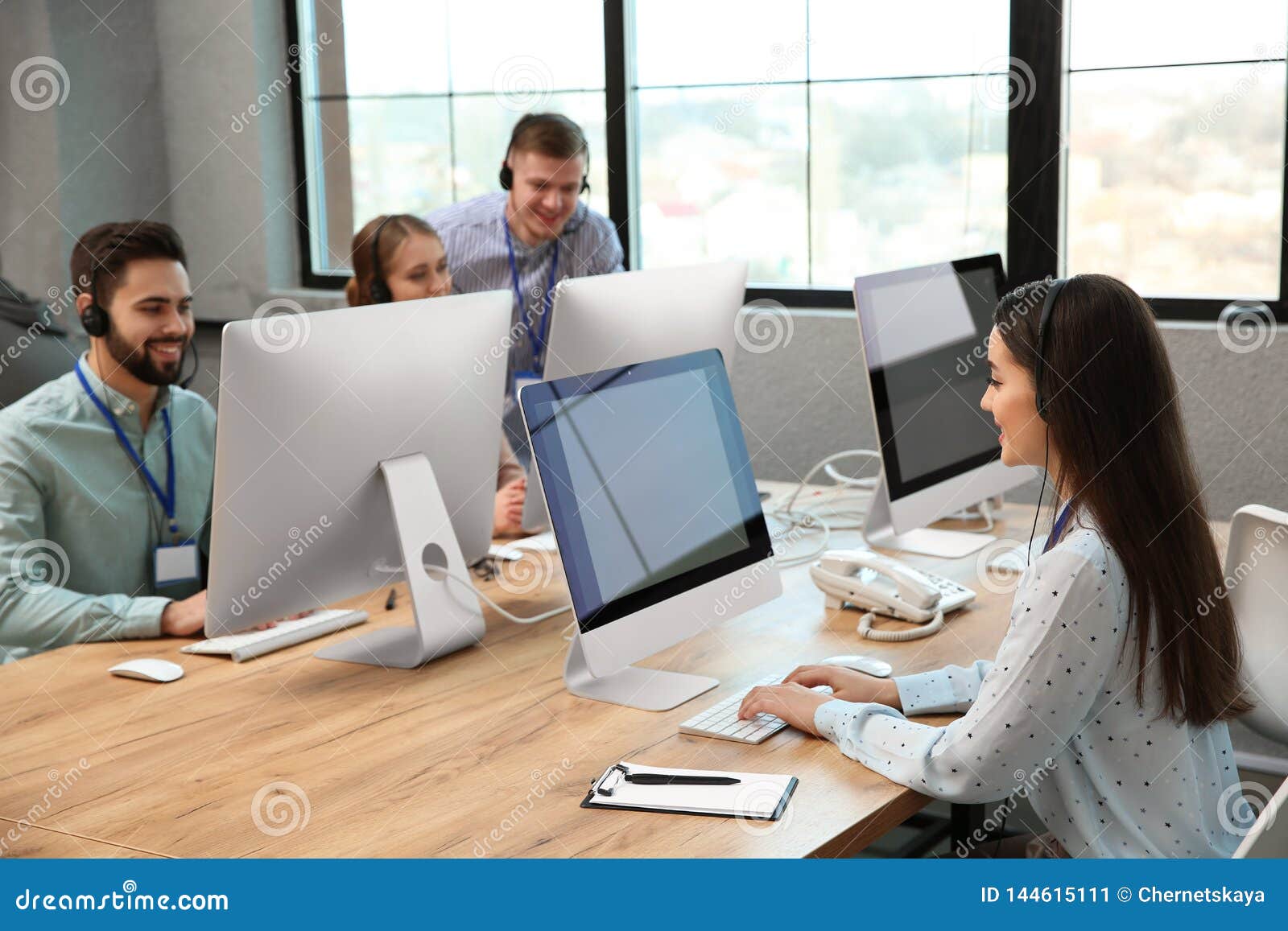 Technical Support Operators Working in Office Stock Image - Image of ...