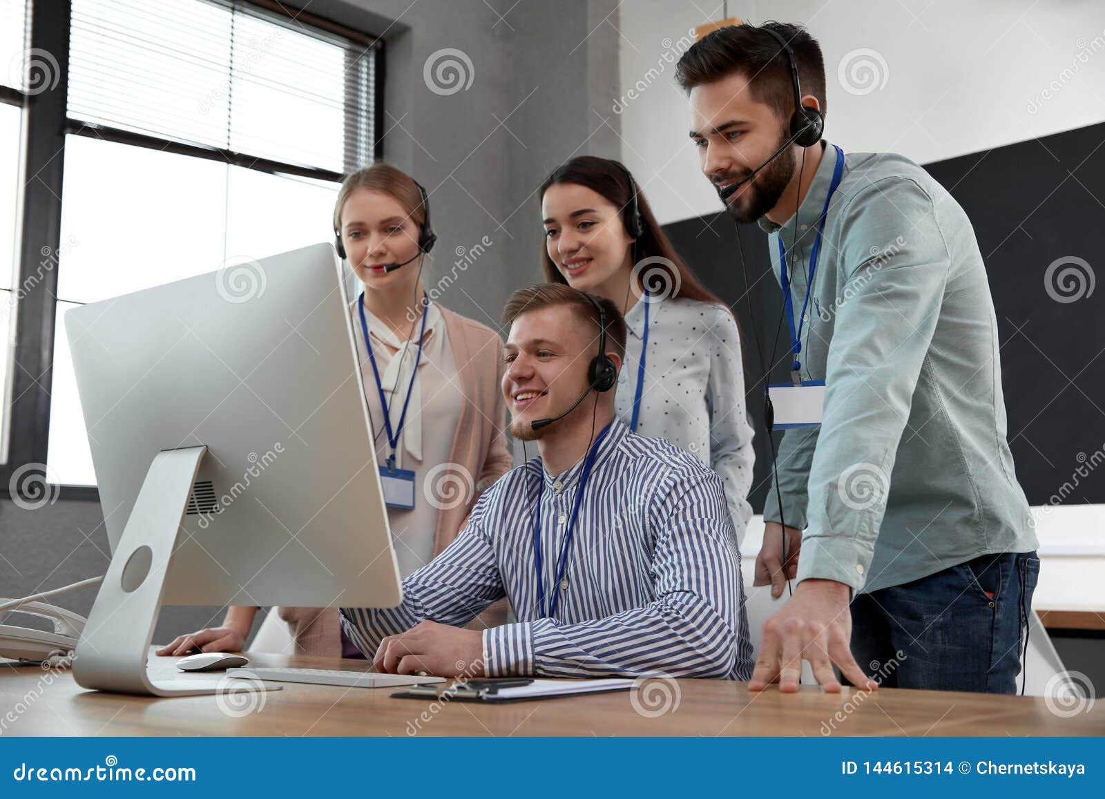 Technical Support Operators Working in Office Stock Photo - Image of ...