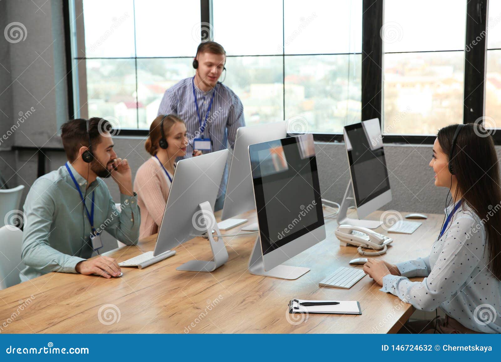 Technical Support Operators Working in Office Stock Photo - Image of ...