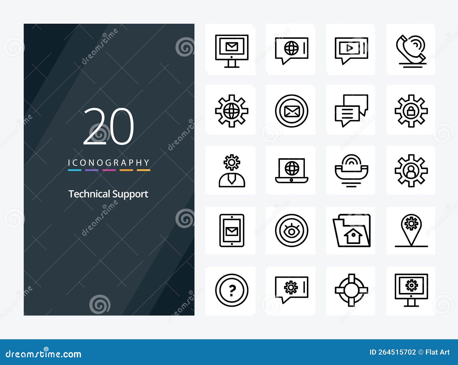 20 Technical Support Outline Icon for Presentation Stock Vector ...
