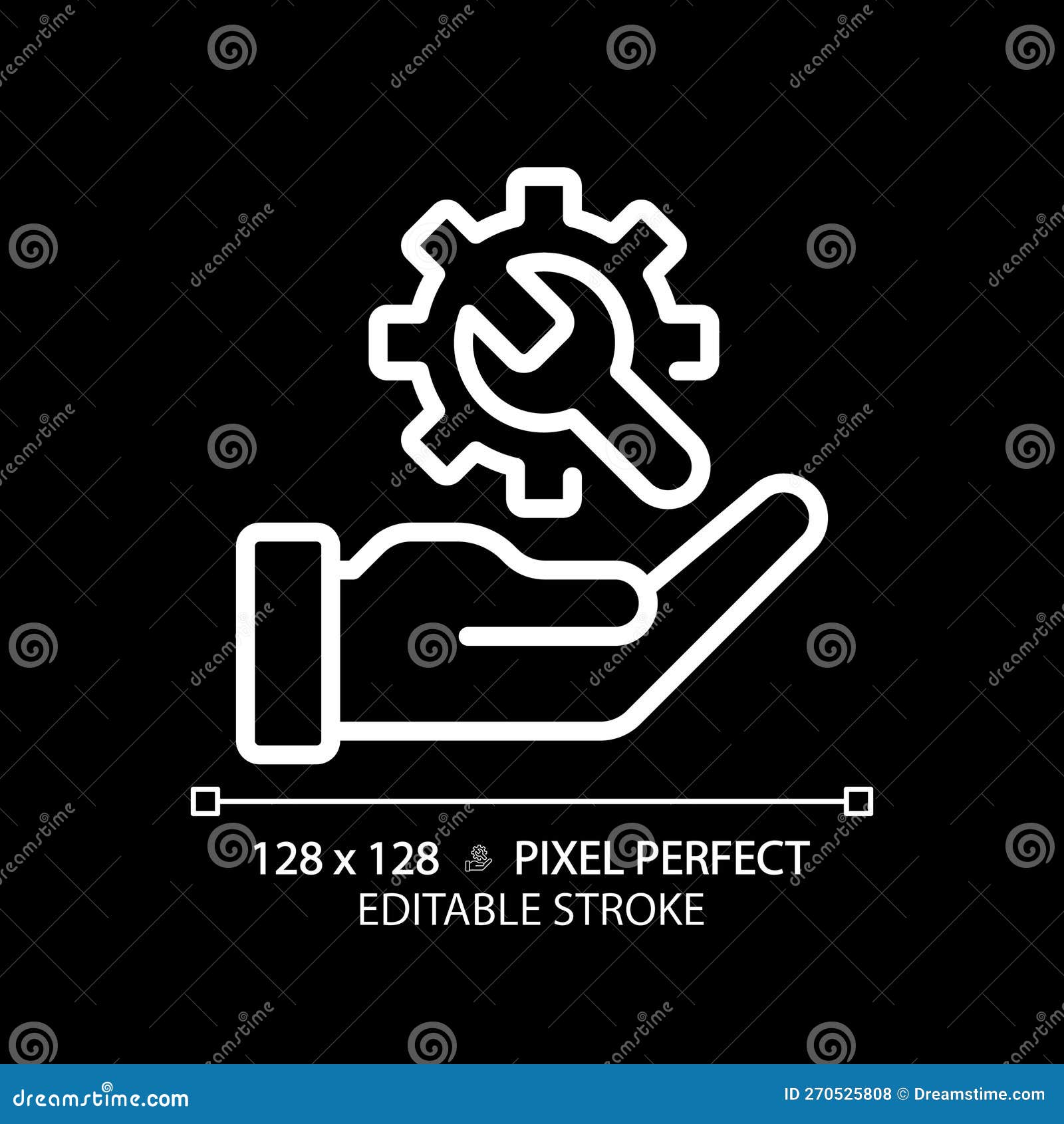 Technical Support Pixel Perfect White Linear Icon for Dark Theme Stock ...