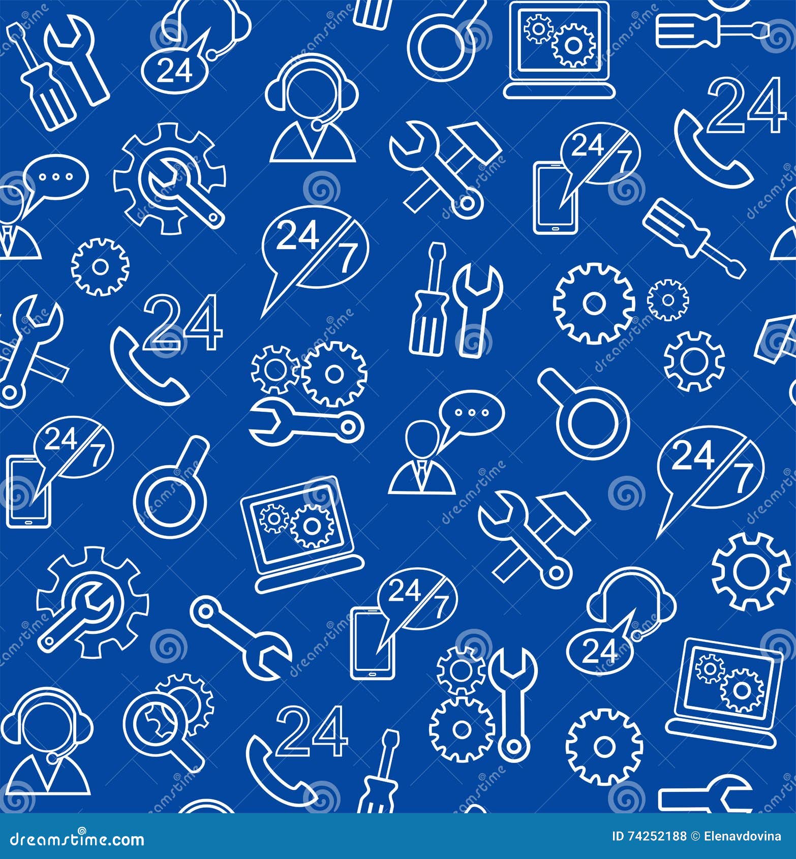 Technical Support and Repair, Seamless Blue Background. Stock Vector ...