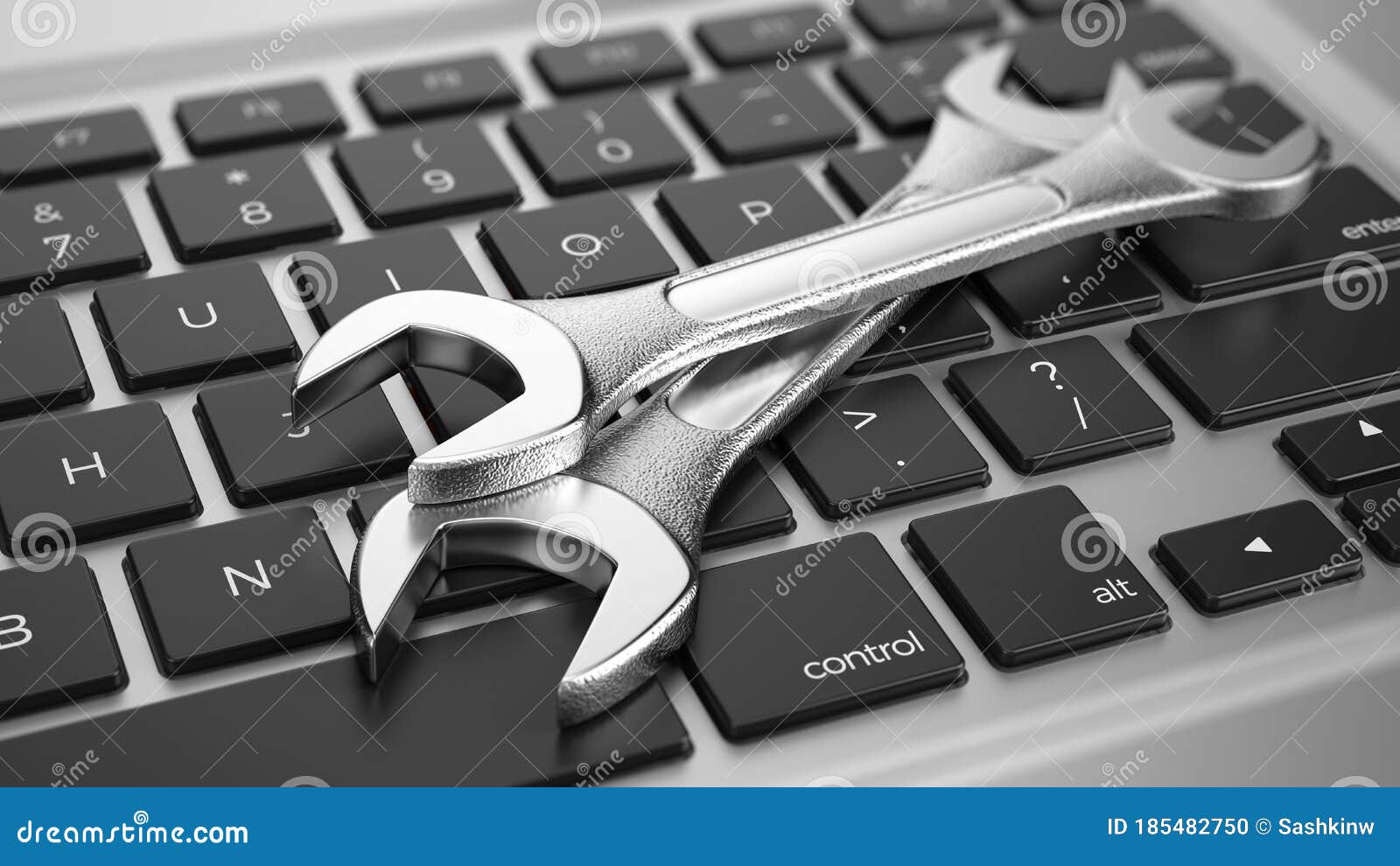 Technical Support, Service Concept - Wrench on Computer Keyboard Stock ...