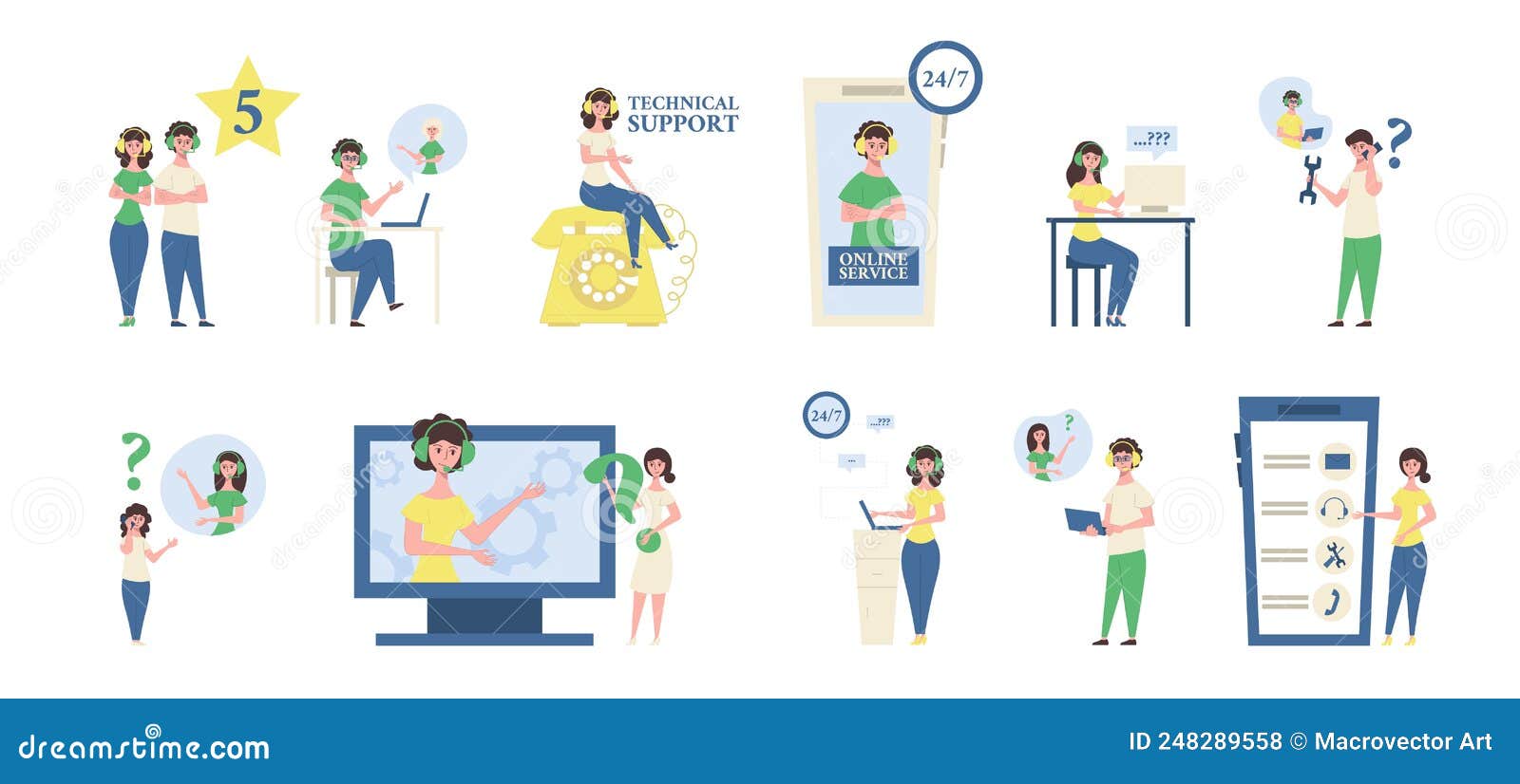 Technical Support Set stock vector. Illustration of assistance - 248289558