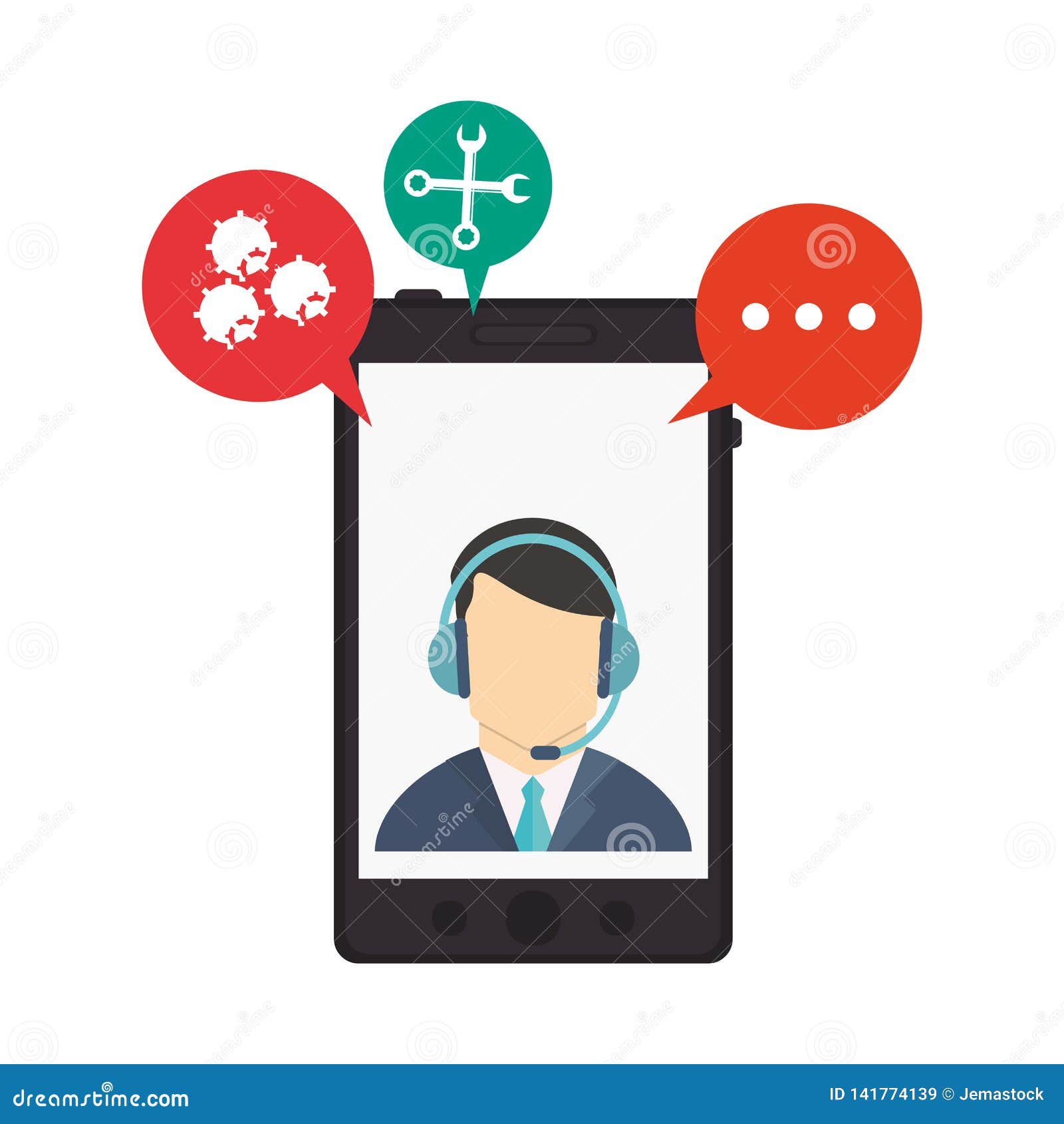 Technical Support from Smartphone Stock Vector - Illustration of ...