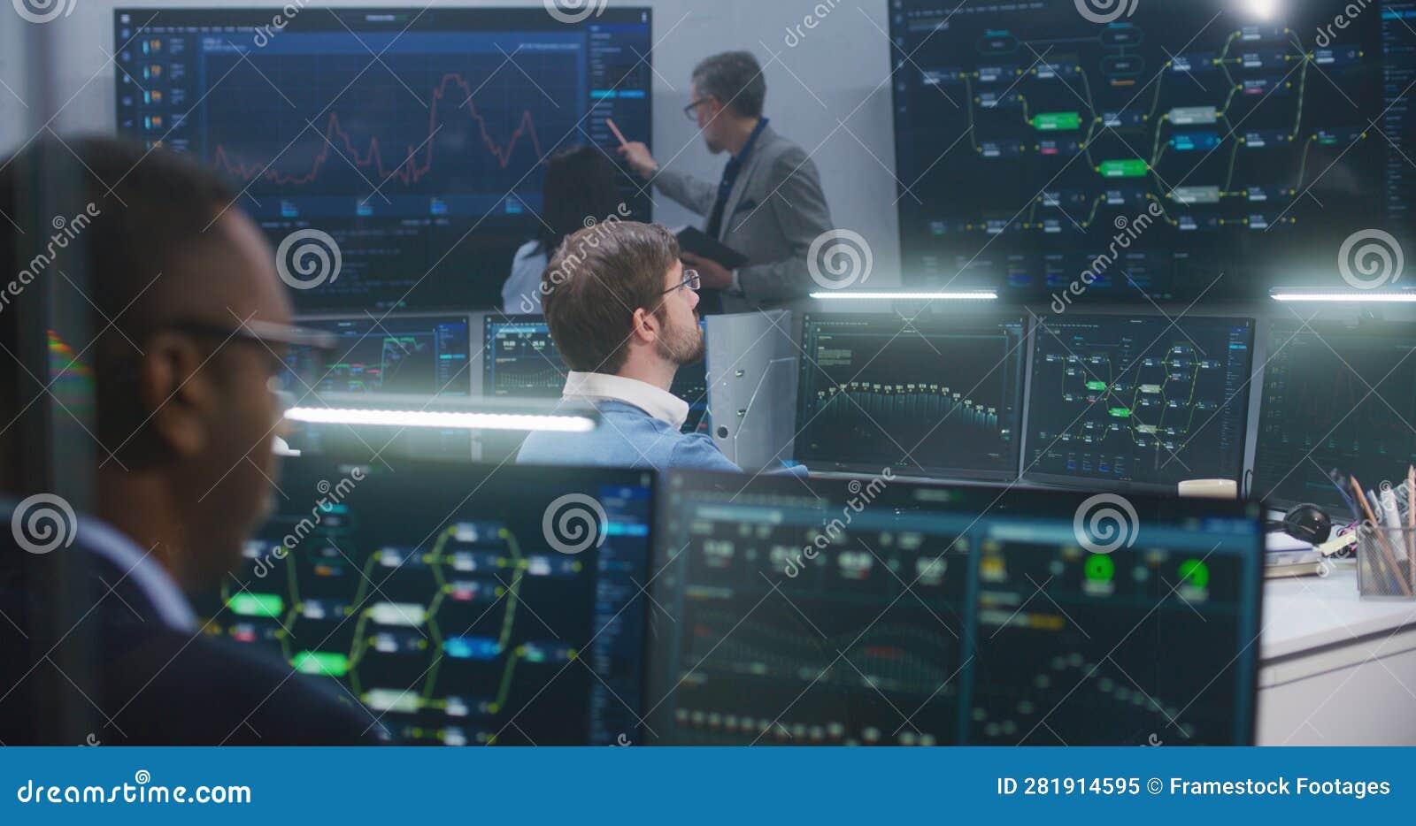 Technical Support Specialists Sit at Computers Stock Image - Image of ...