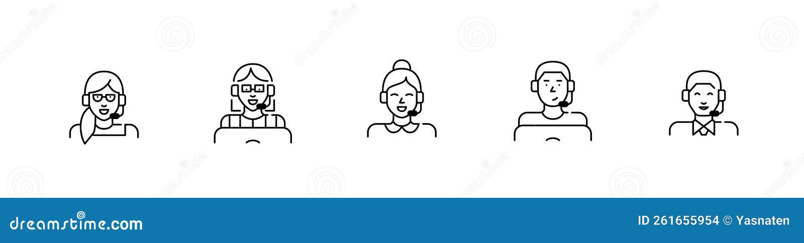 Technical Support Staff Icons Set. Help Desk Workers Working with ...