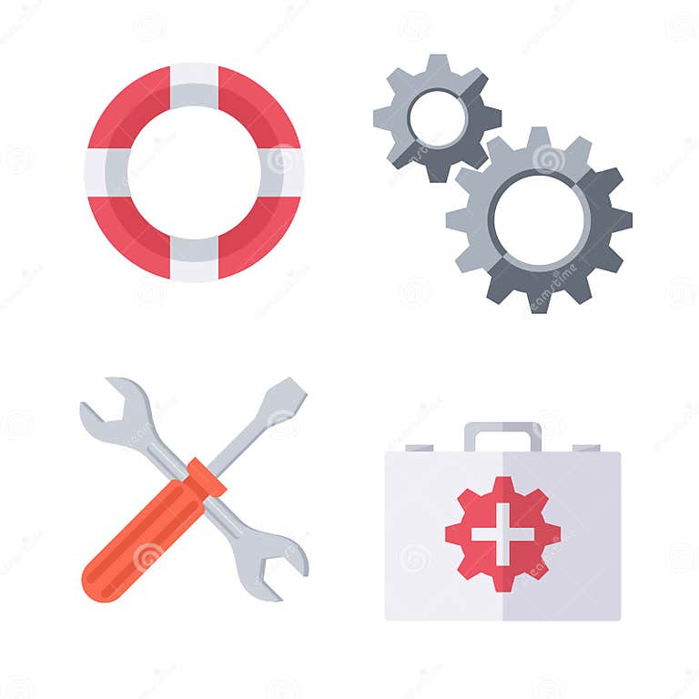 Technical support symbols stock vector. Illustration of support - 58227109