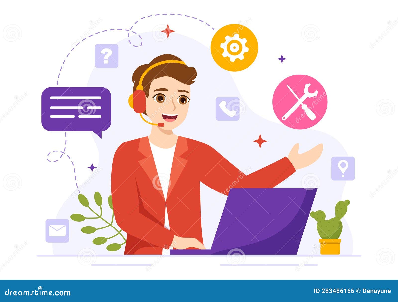 Technical Support System Vector Illustration with Software Development ...