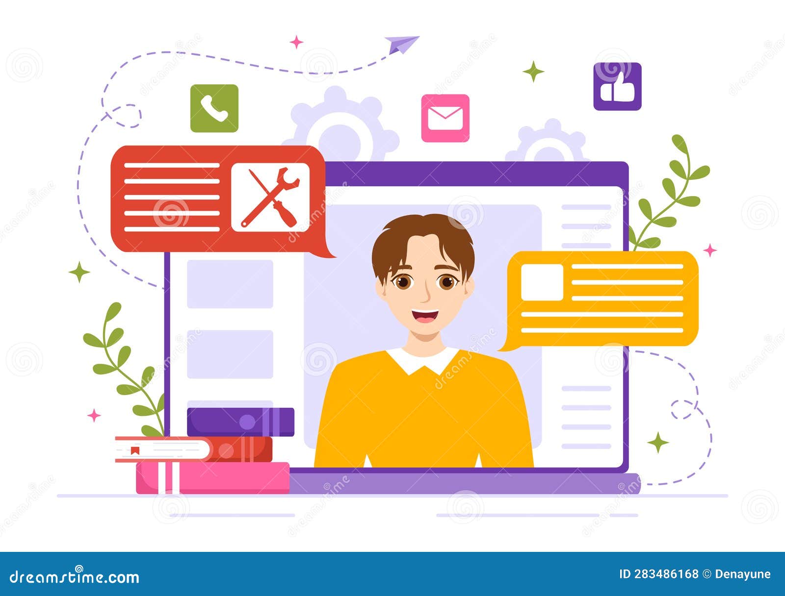 Technical Support System Vector Illustration with Software Development ...