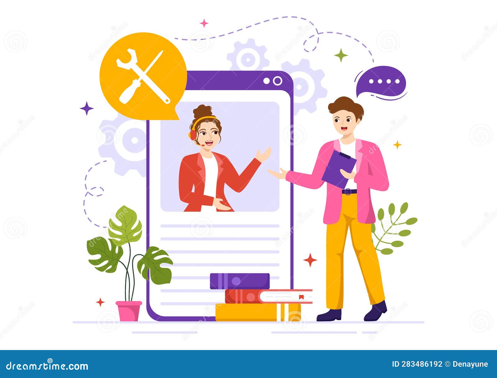 Technical Support System Vector Illustration with Software Development ...