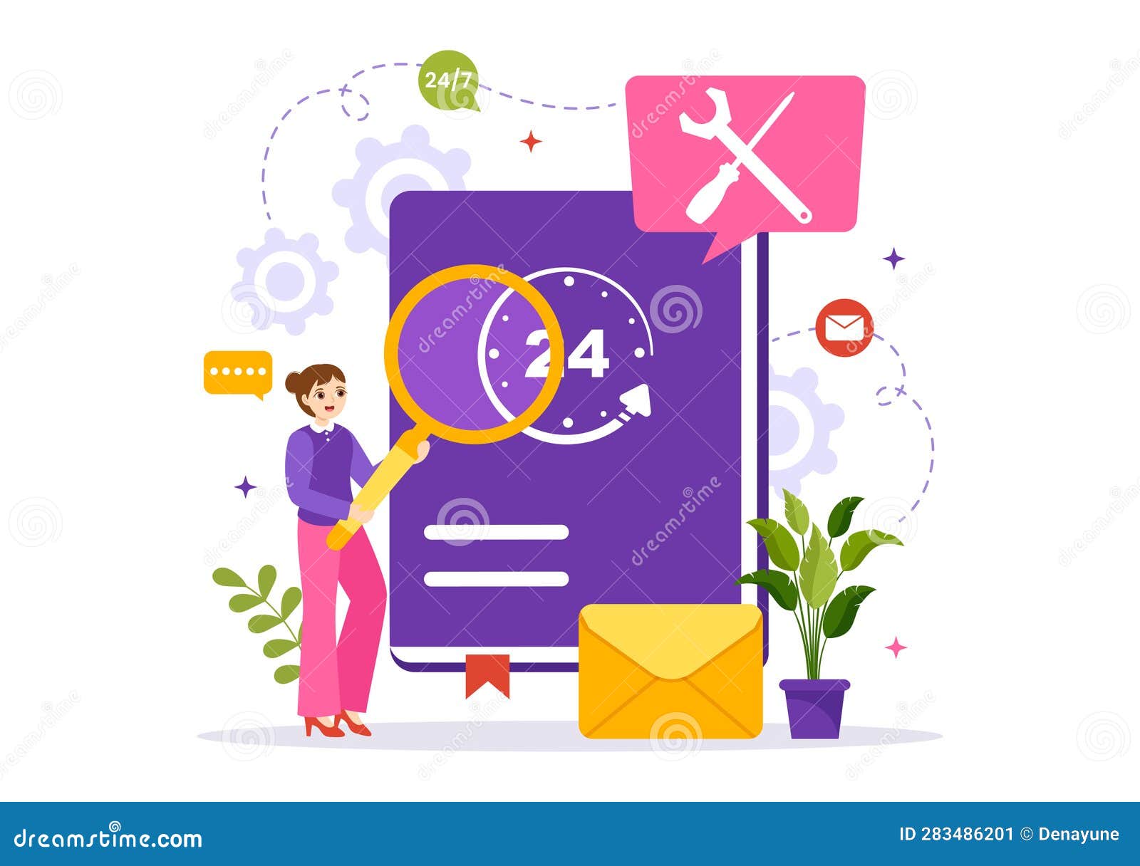 Technical Support System Vector Illustration with Software Development ...