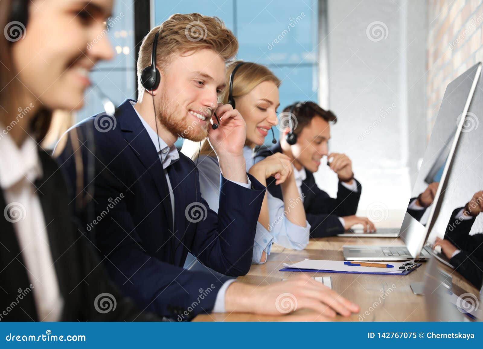 Technical Support Team Working Stock Image - Image of center, headset ...