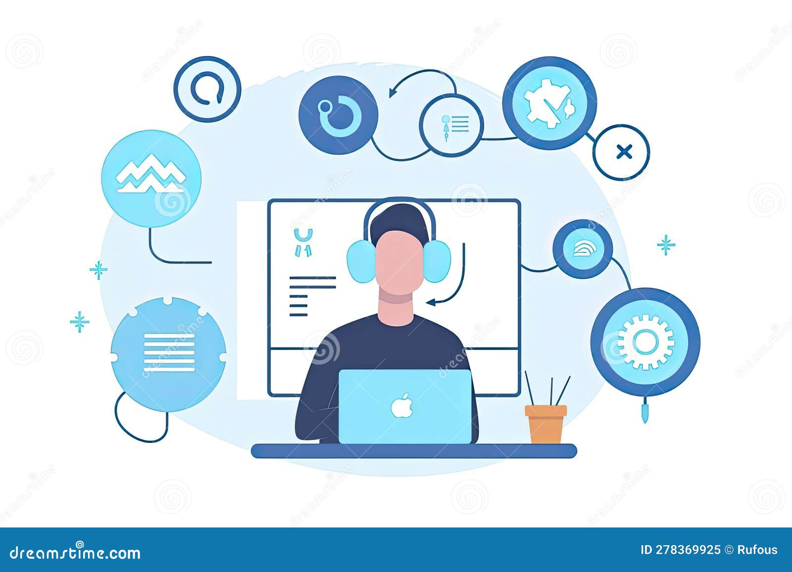 Technical Support Template Concept Flat Design Icon. Hotline Stock ...