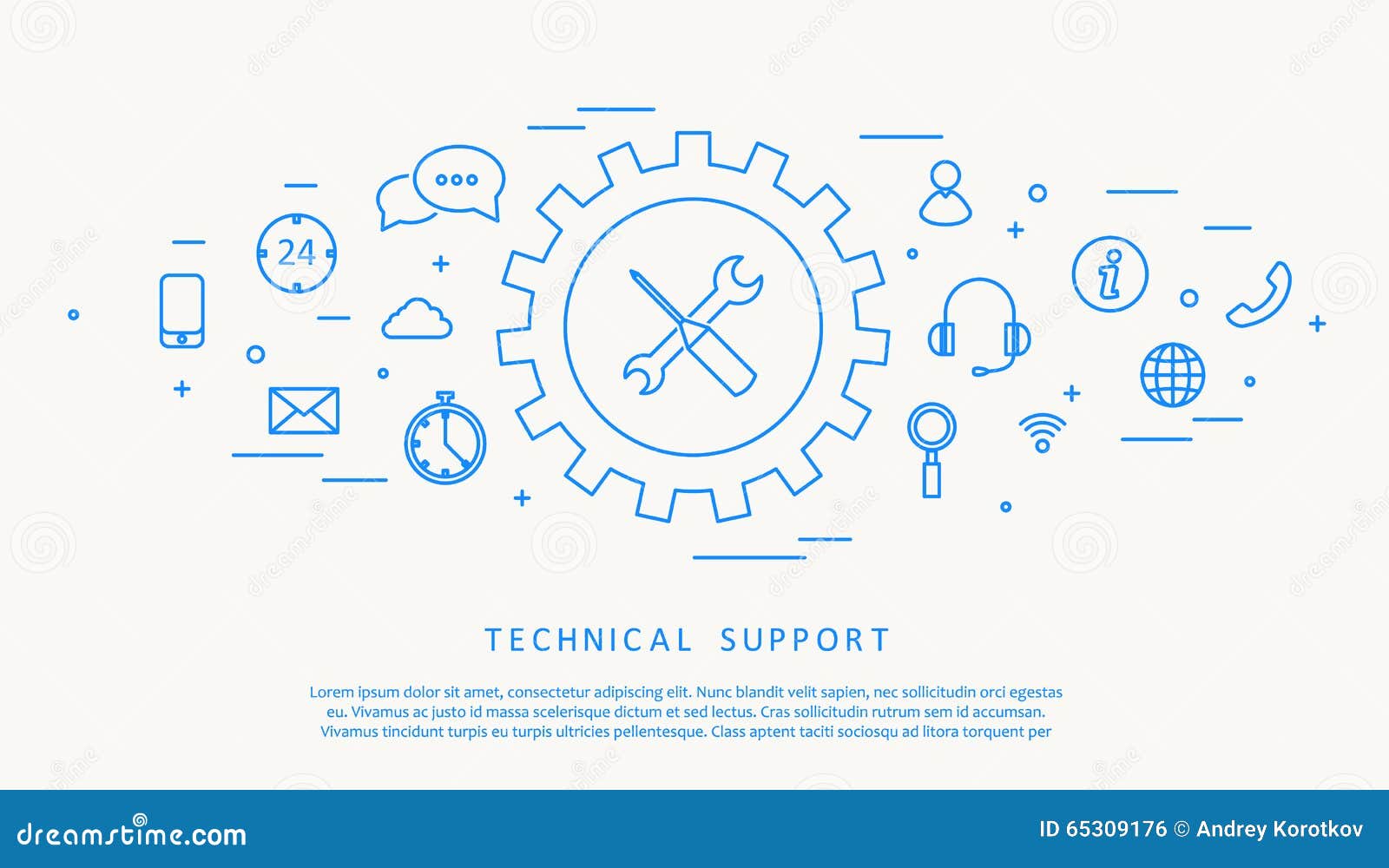 Technical Support Thine Line Design Stock Vector - Illustration of flat ...