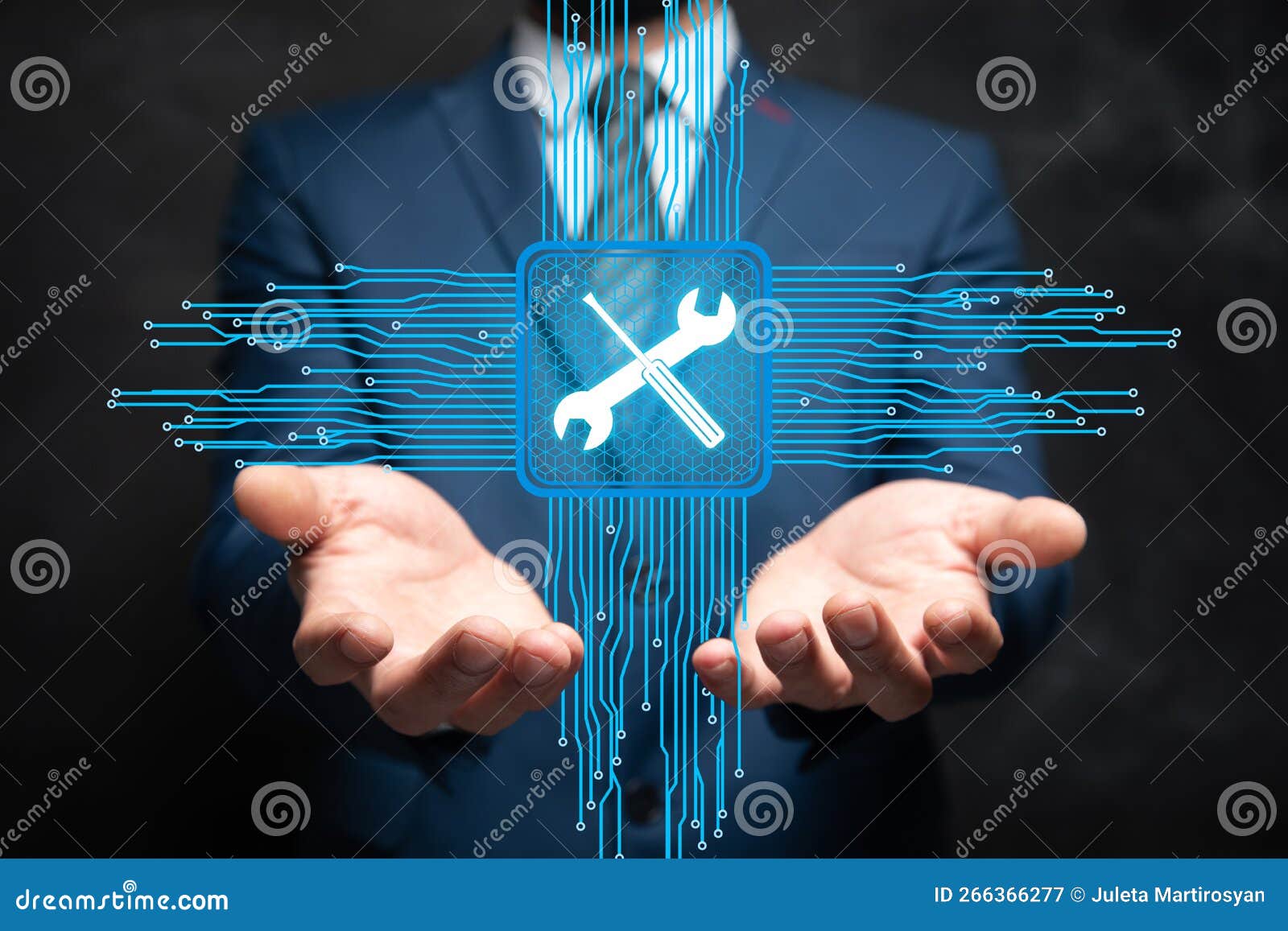 Technical Support Tools in the Motherboard on a Virtual Screen Stock ...