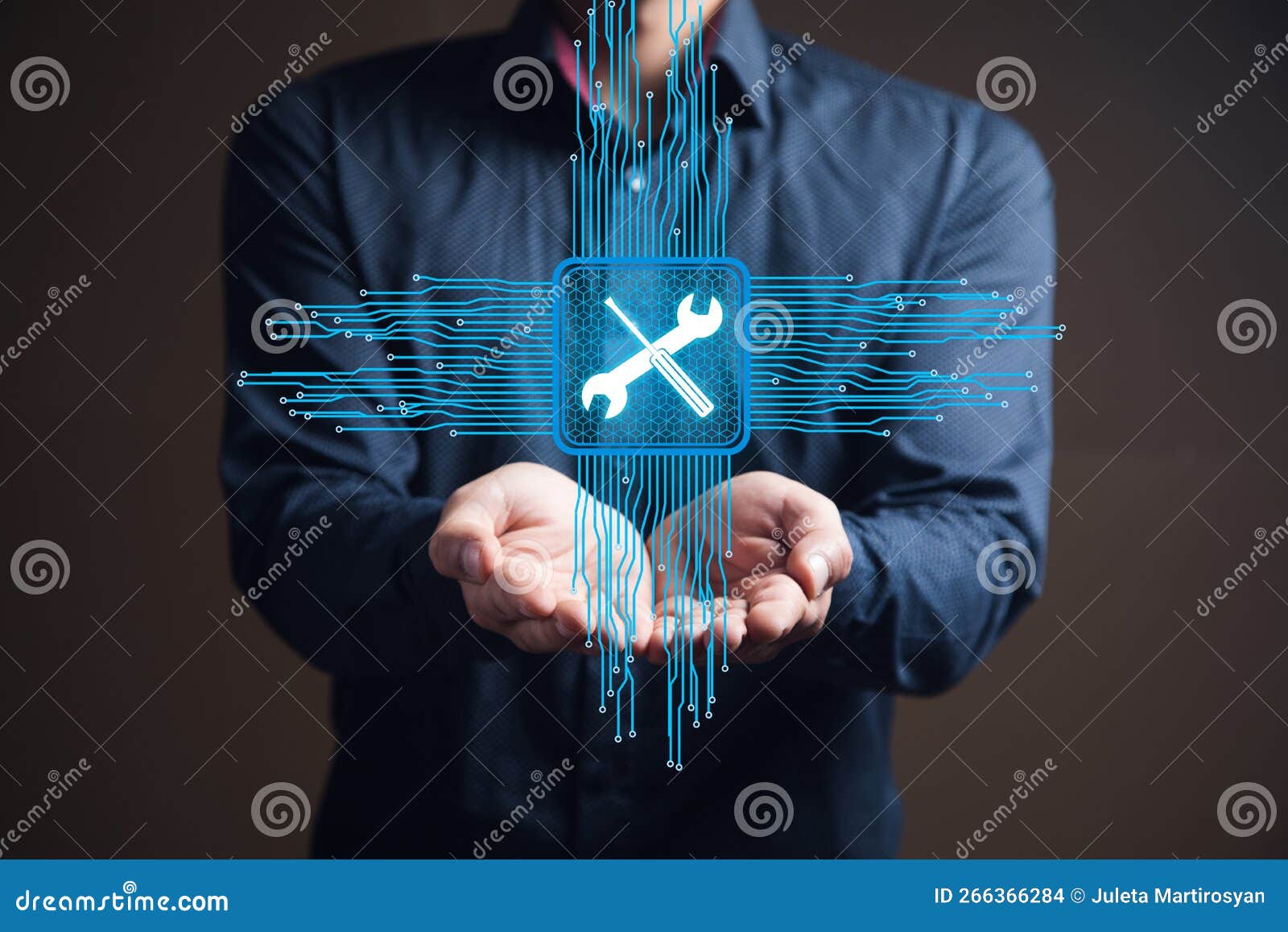 Technical Support Tools in the Motherboard on a Virtual Screen Stock ...