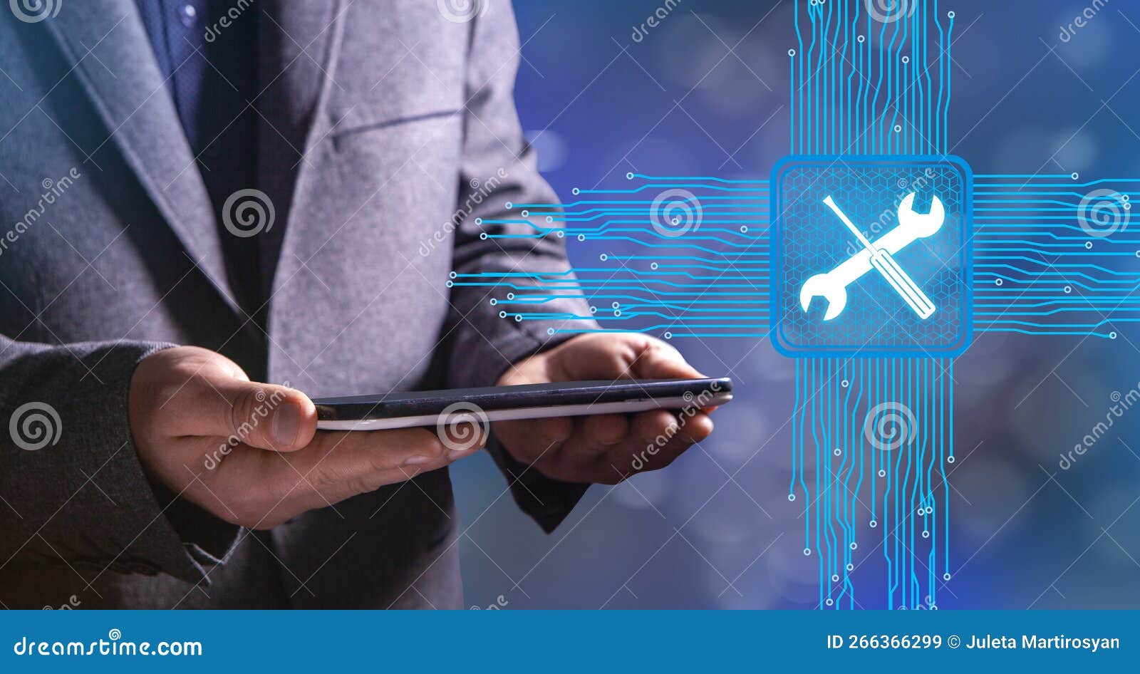 Technical Support Tools in the Motherboard on a Virtual Screen Stock ...