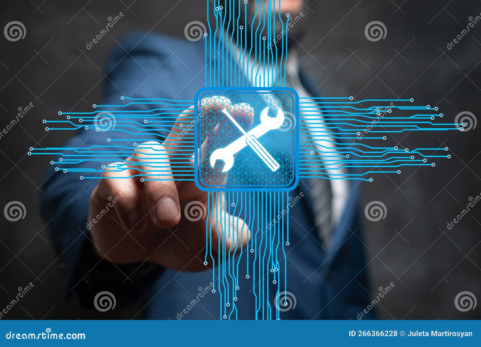 Technical Support Tools in the Motherboard on a Virtual Screen Stock ...