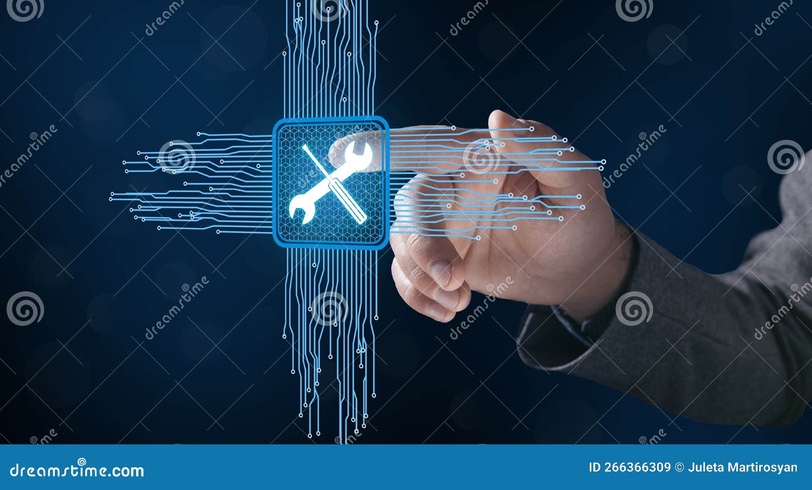 Technical Support Tools in the Motherboard on a Virtual Screen Stock ...