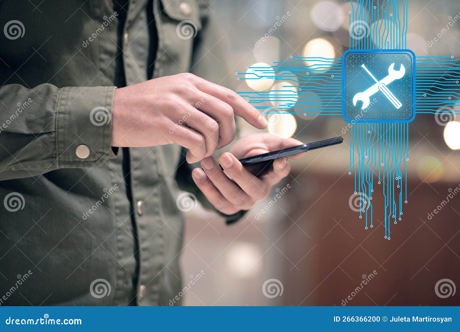 Technical Support Tools in the Motherboard on a Virtual Screen Stock ...