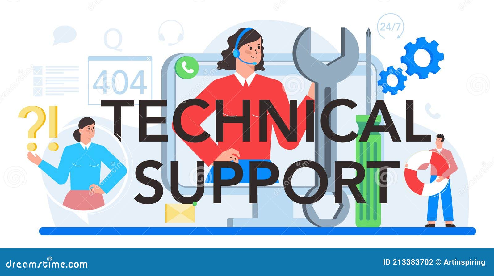 Technical Support Typographic Header. Idea of Customer Service Stock ...