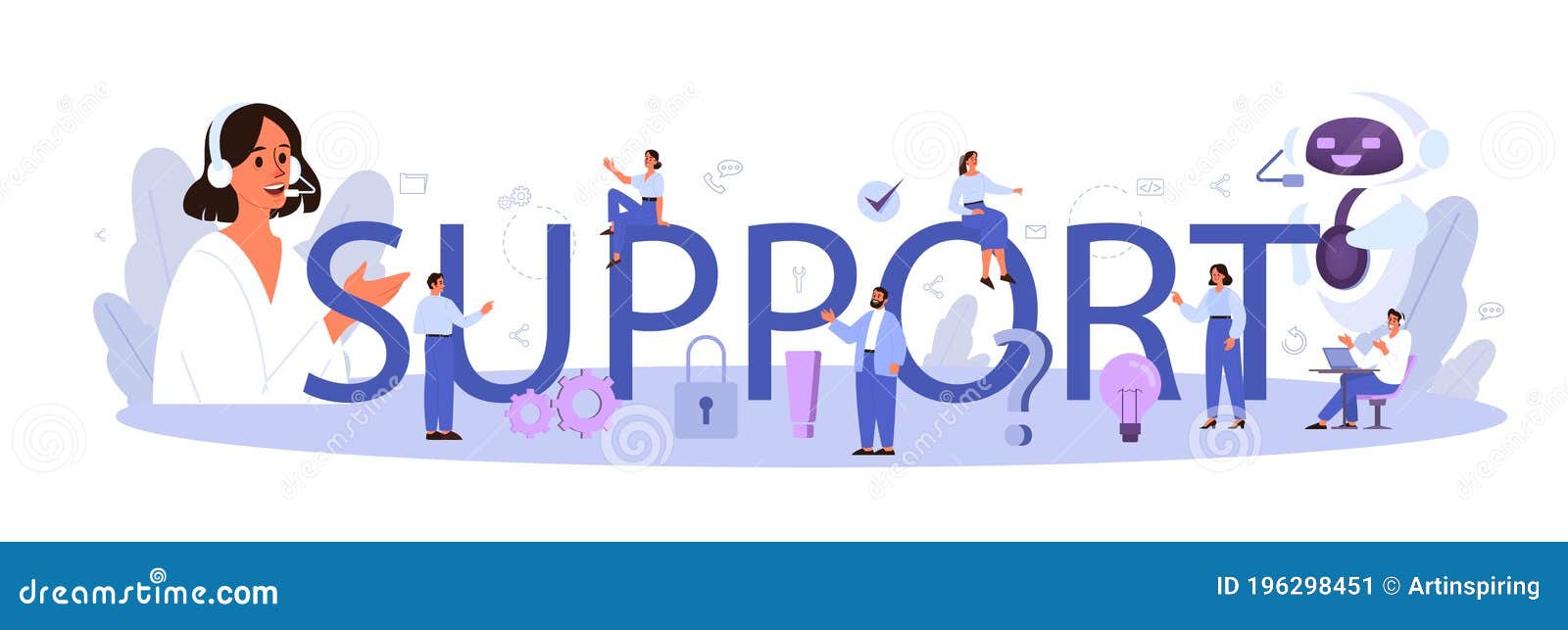 Technical Support Typographic Header. Idea of Customer Service Stock ...