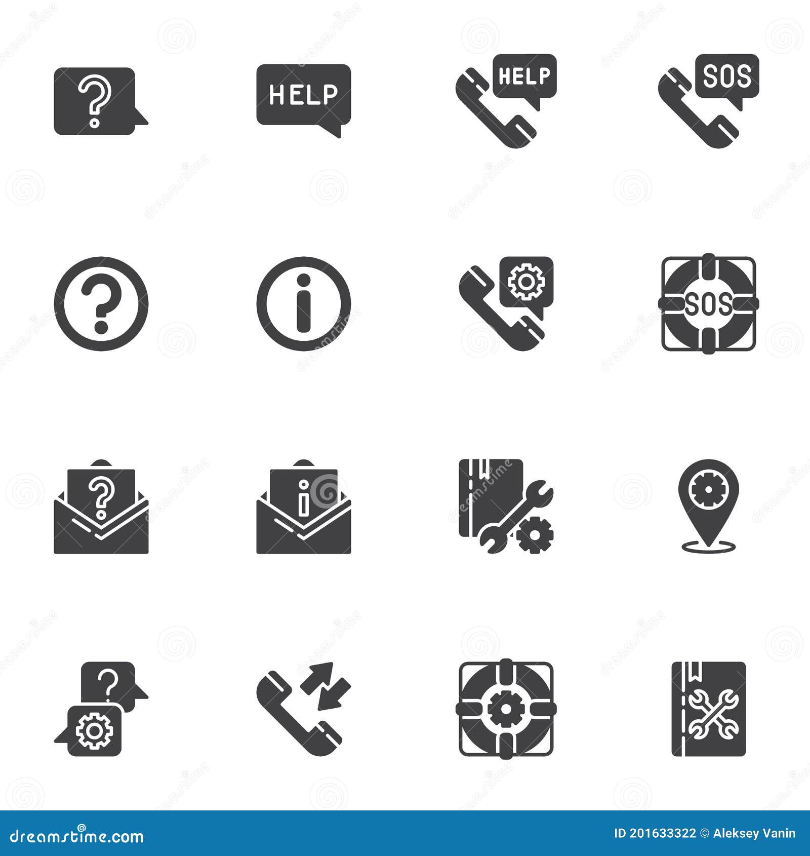 Technical Support Vector Icons Set Stock Vector - Illustration of ...