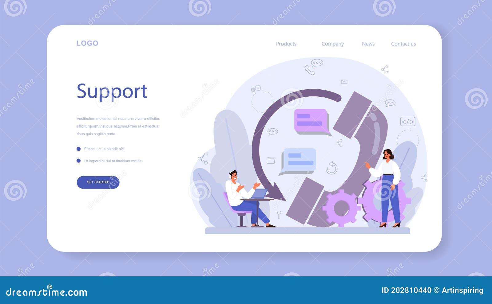 Technical Support Web Banner or Landing Page. Idea of Customer Stock ...