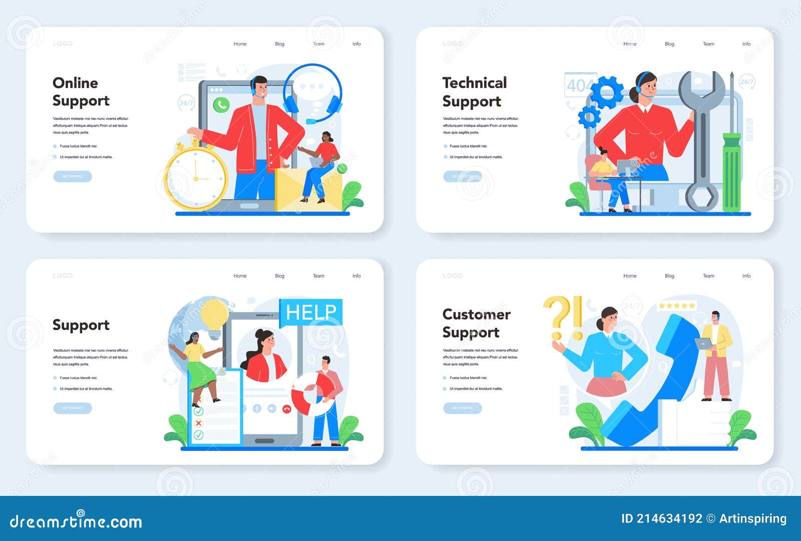 Technical Support Web Banner or Landing Page Set. Idea of Customer ...
